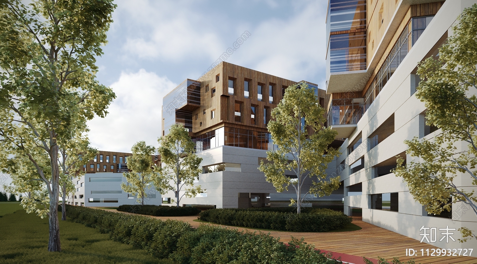 现代多层办公楼建筑3d模型下载【id1129932727】知末3d模型网