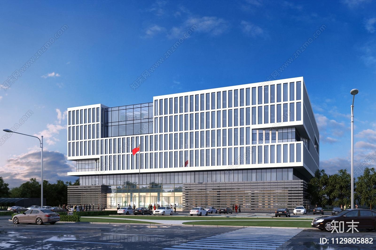 现代多层办公楼3d模型下载【id1129805882】知末3d模型网