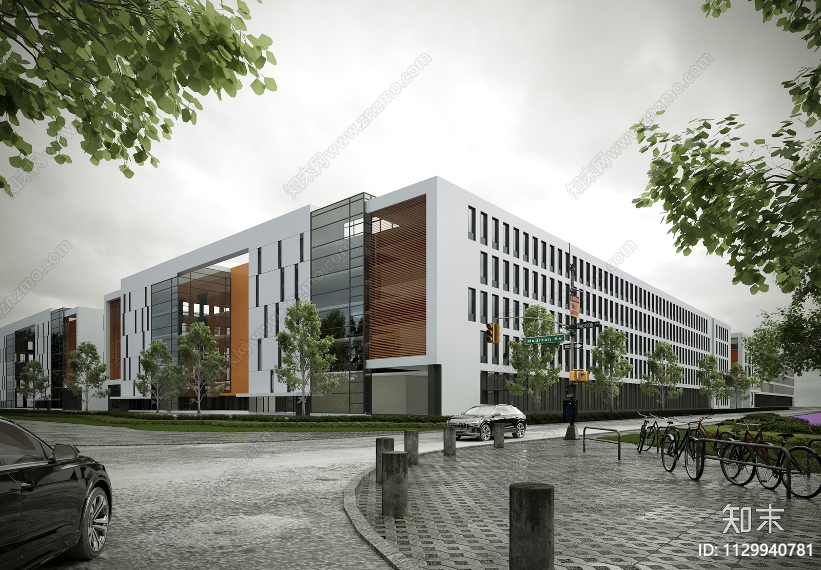 现代多层办公楼建筑3d模型下载【id1129940781】知末3d模型网