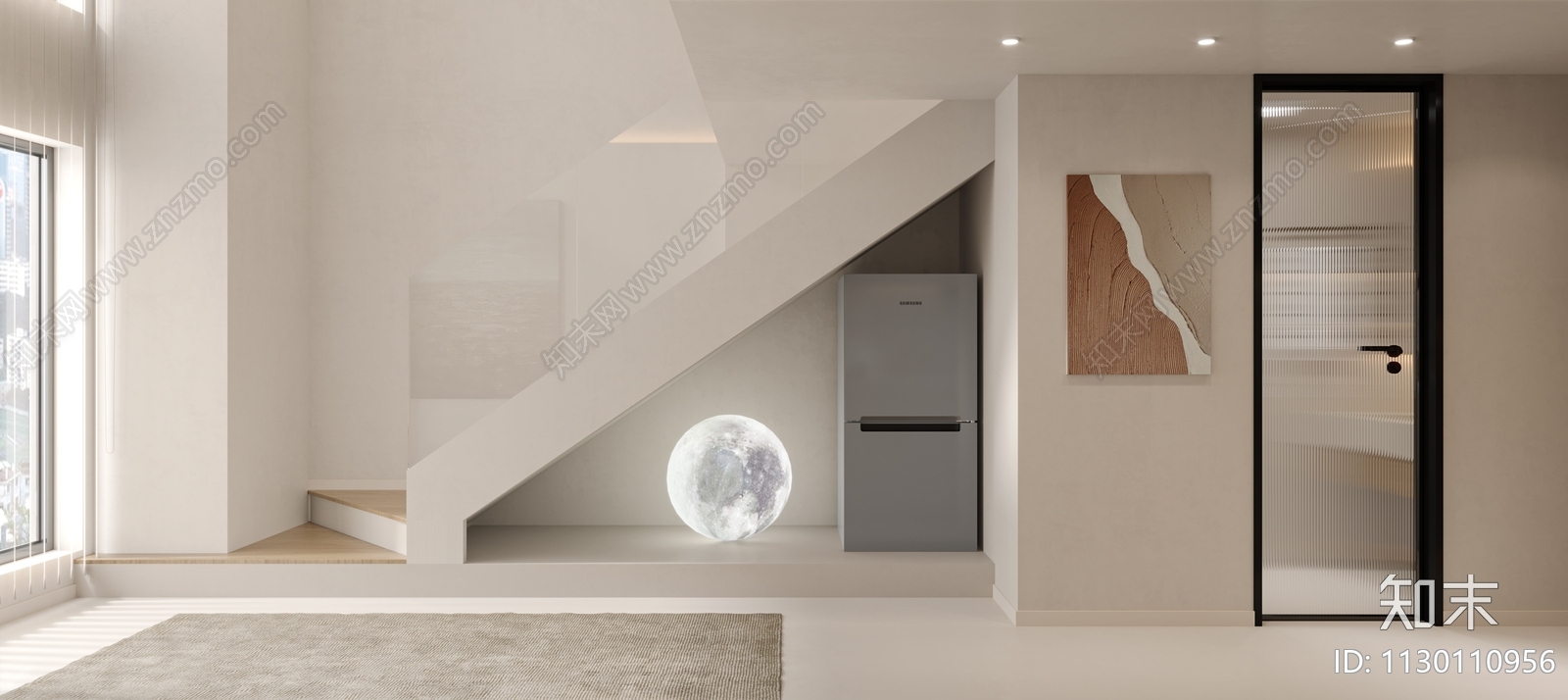 现代奶油风公寓3d模型下载【id1130110956】知末3d模型网