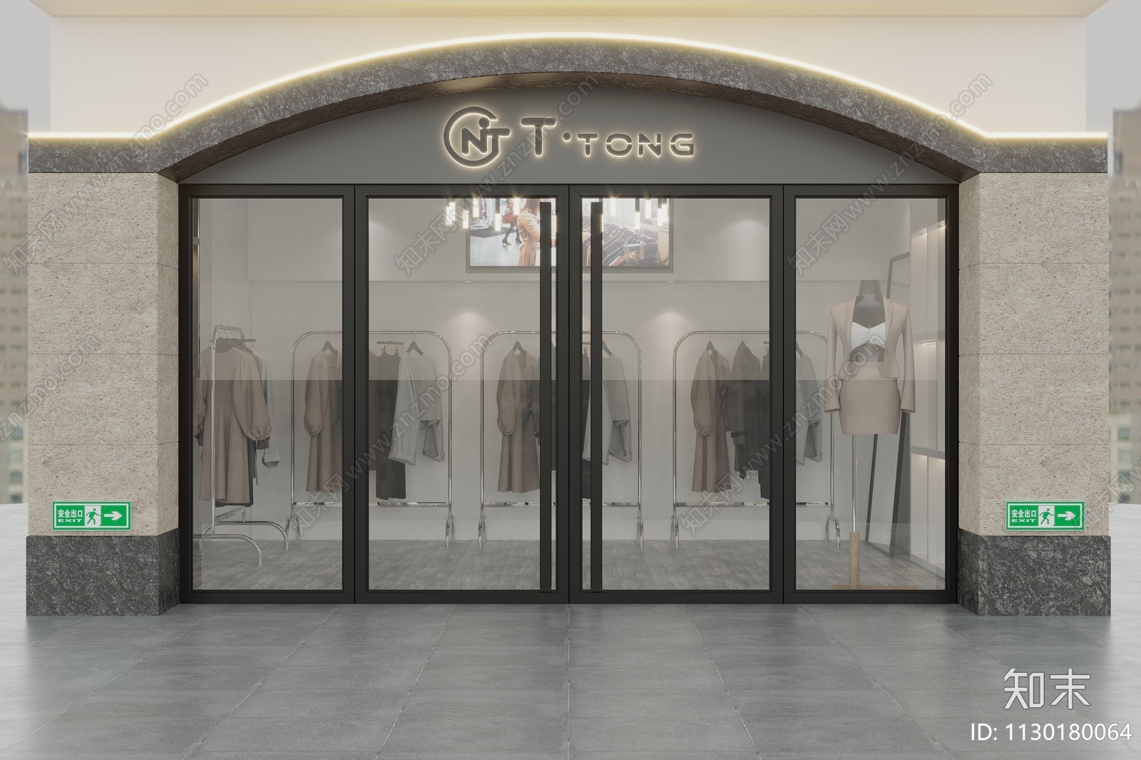 现代服装店门头门面3d模型下载【id1130180064】知末3d模型网