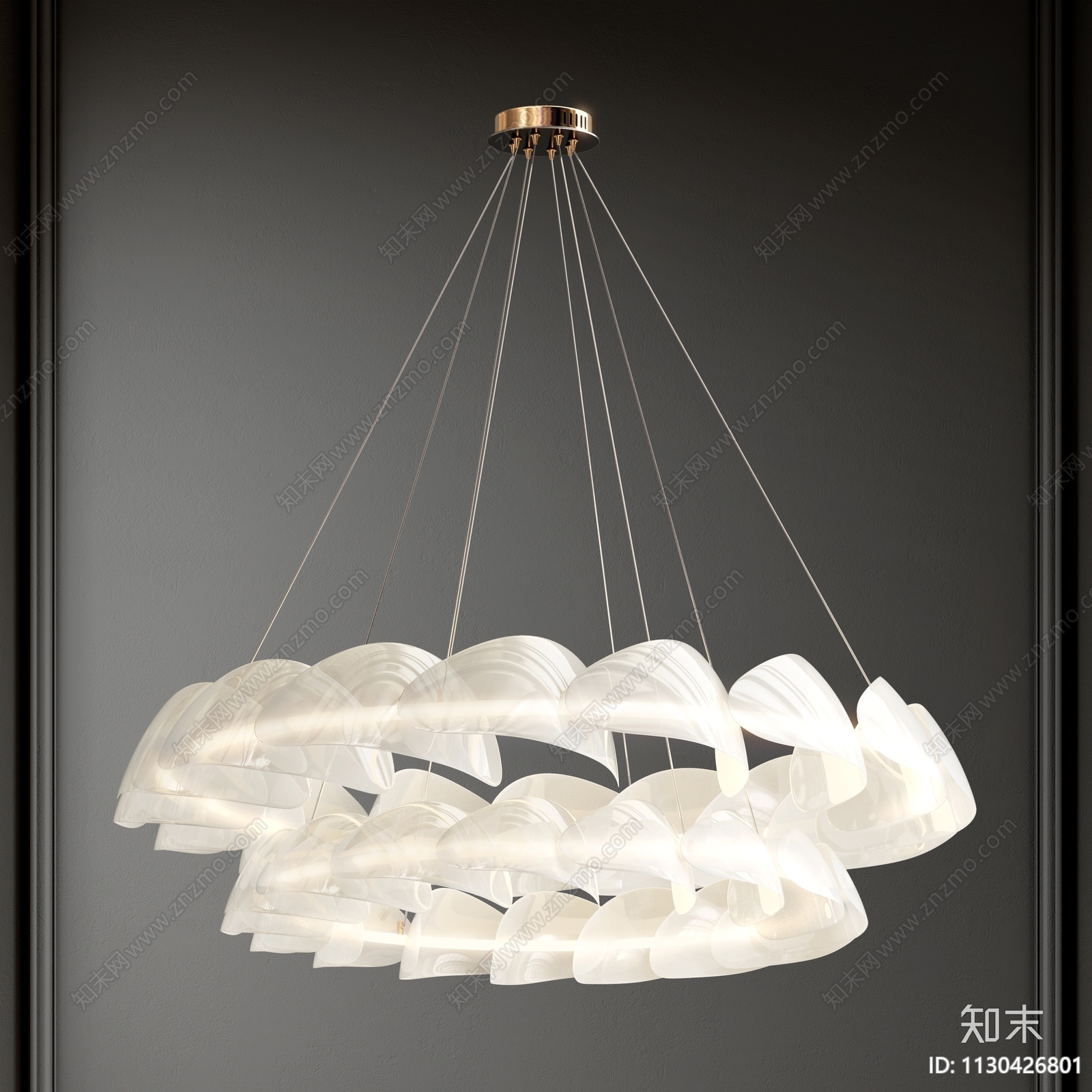 现代双层艺术吊灯3d模型下载【id1130426801】知末3d模型网