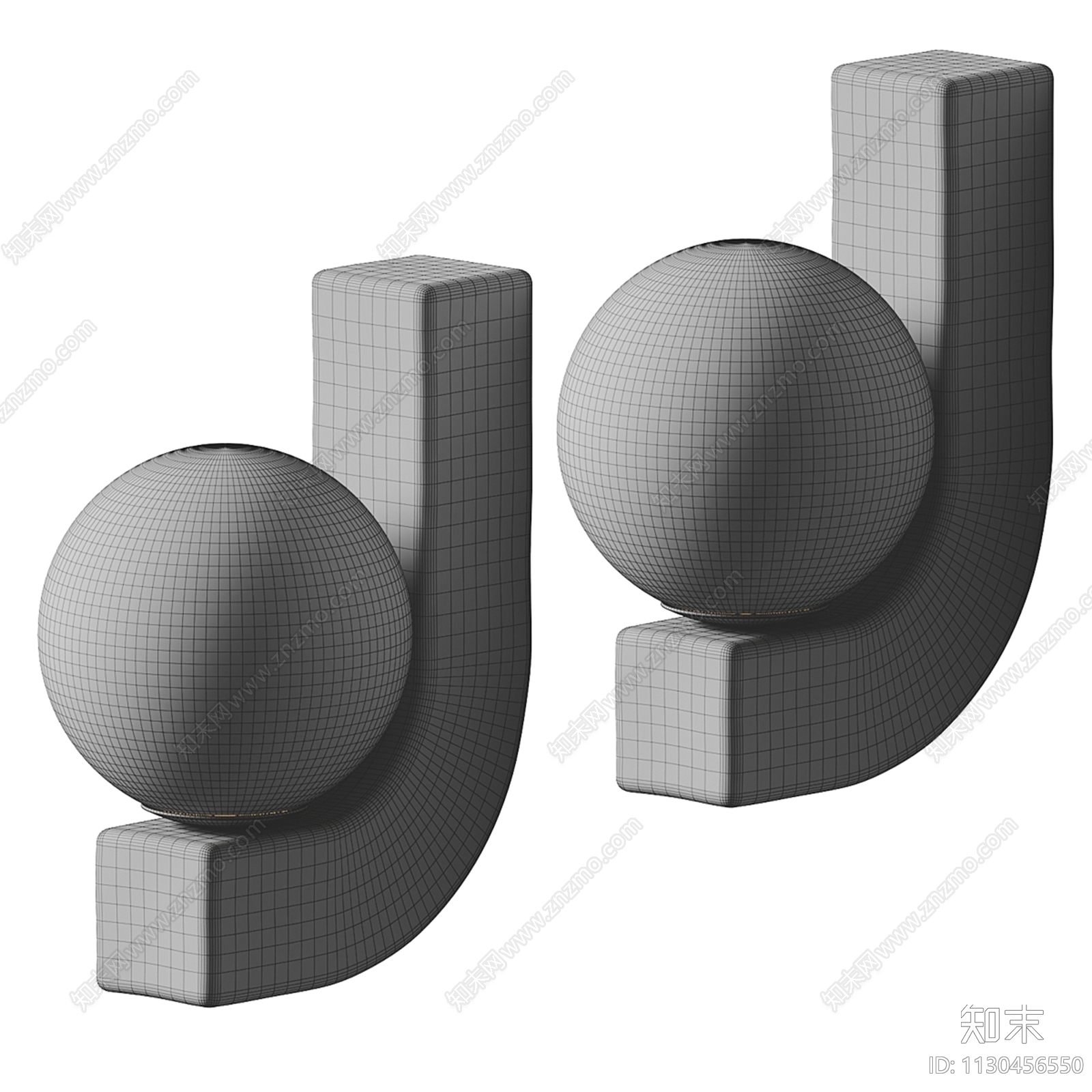 现代弧形壁灯组合3d模型下载【id1130456550】知末3d模型网