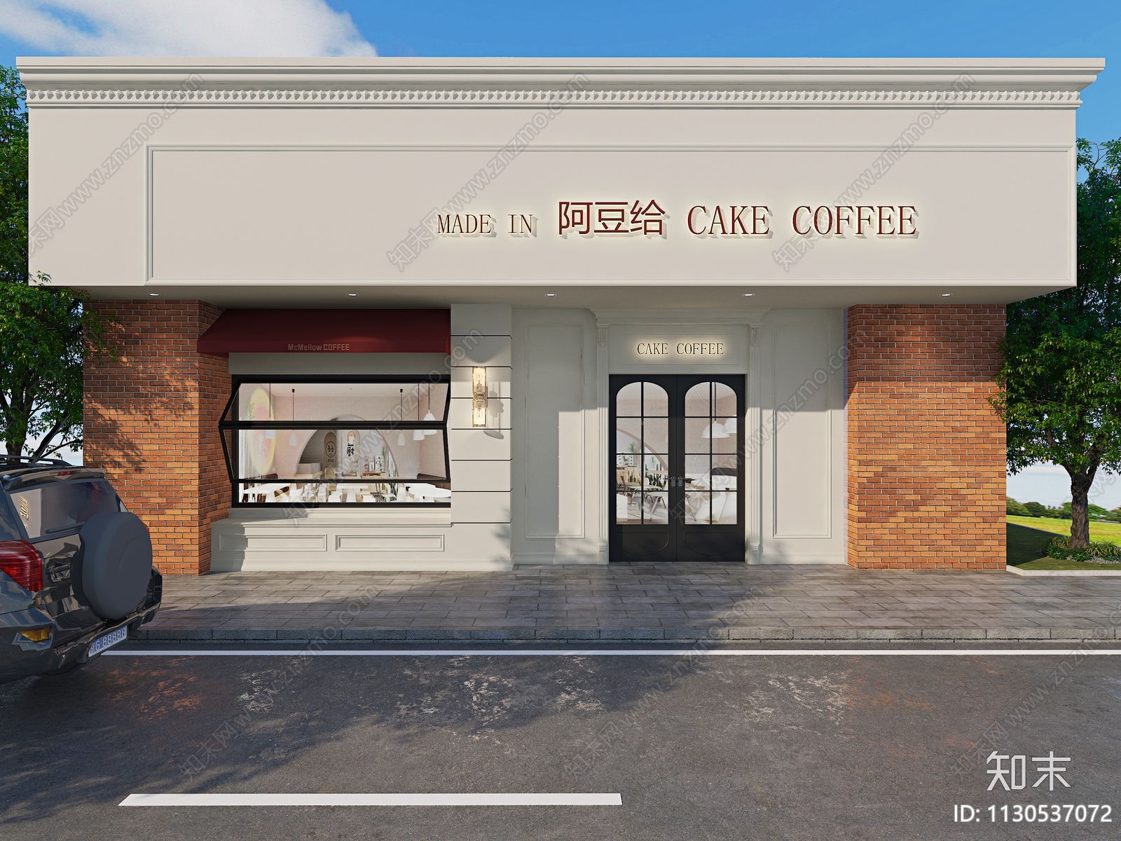 美式咖啡店门头3d模型下载【id1130537072】知末3d模型网