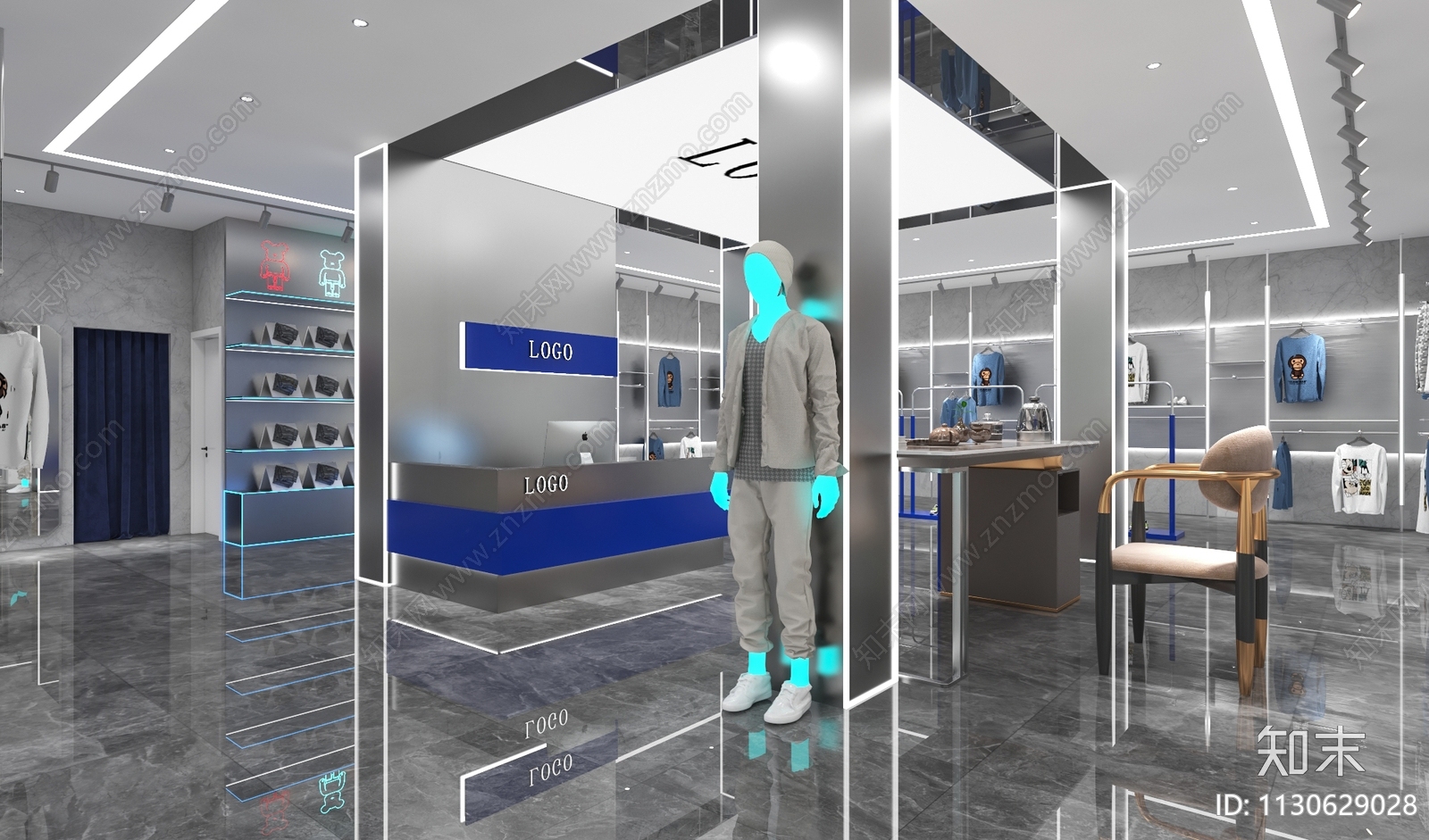 工业风潮牌服装店3d模型下载【id1130629028】知末3d模型网