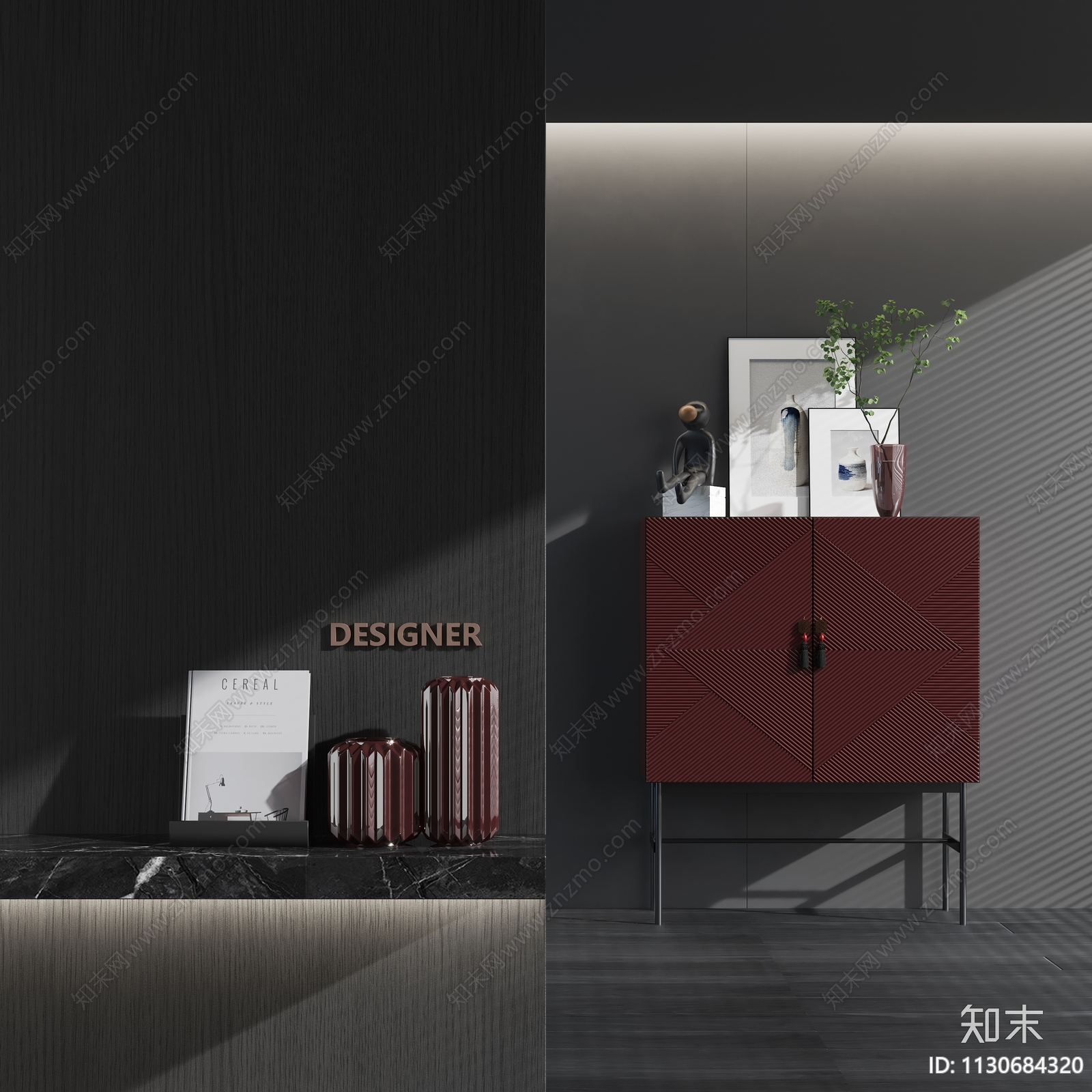 现代玄关柜3d模型下载【id1130684320】知末3d模型网