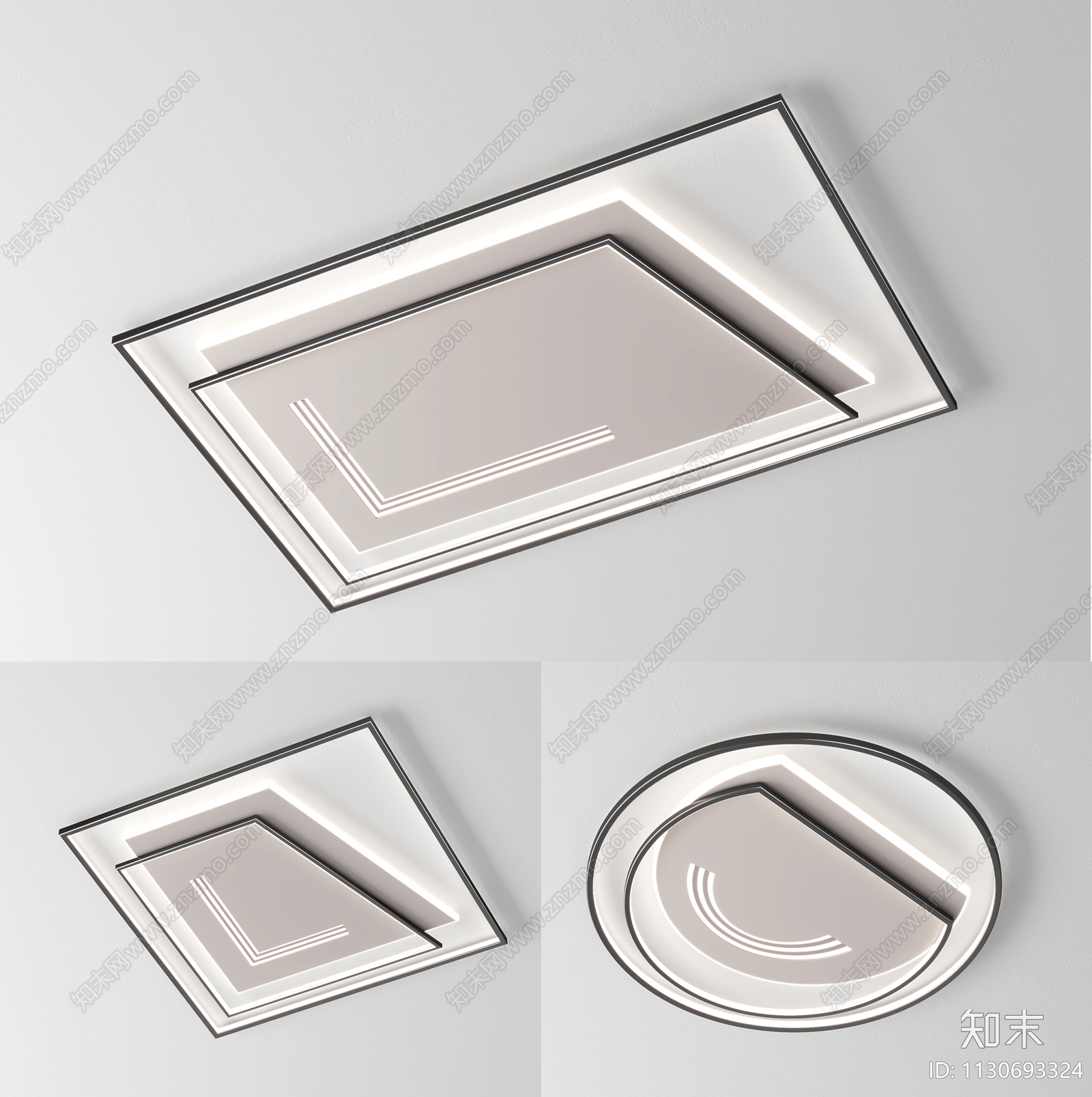 现代简约吸顶灯3d模型下载【id1130693324】知末3d模型网