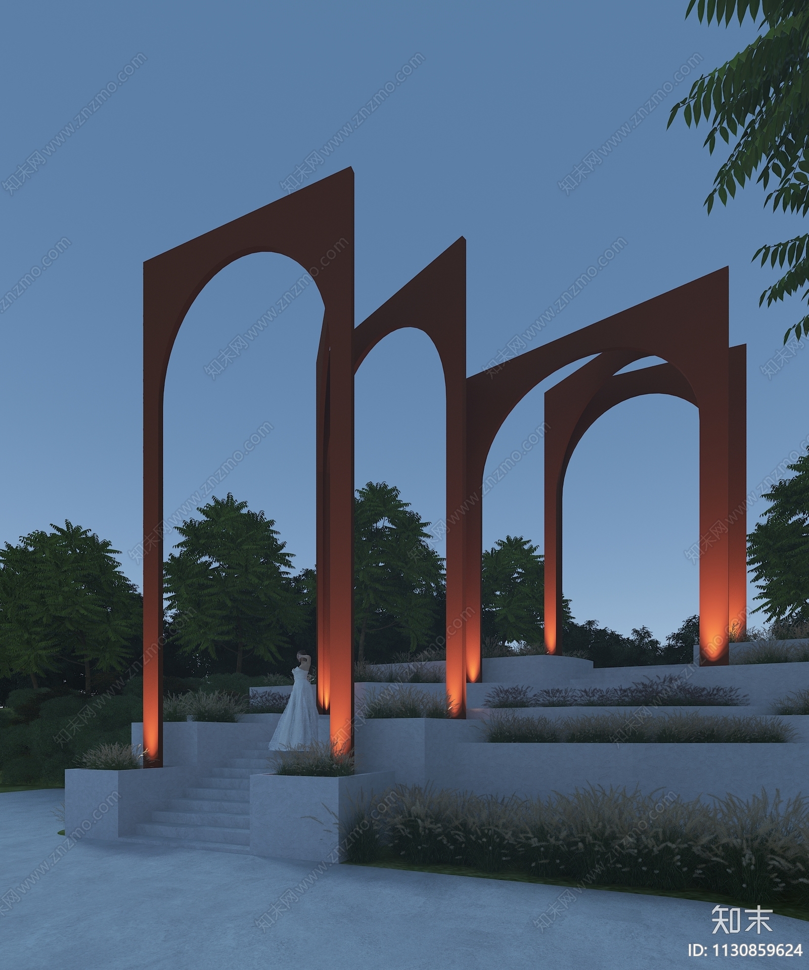 现代网红艺术连廊3d模型下载【id1130859624】知末3d模型网