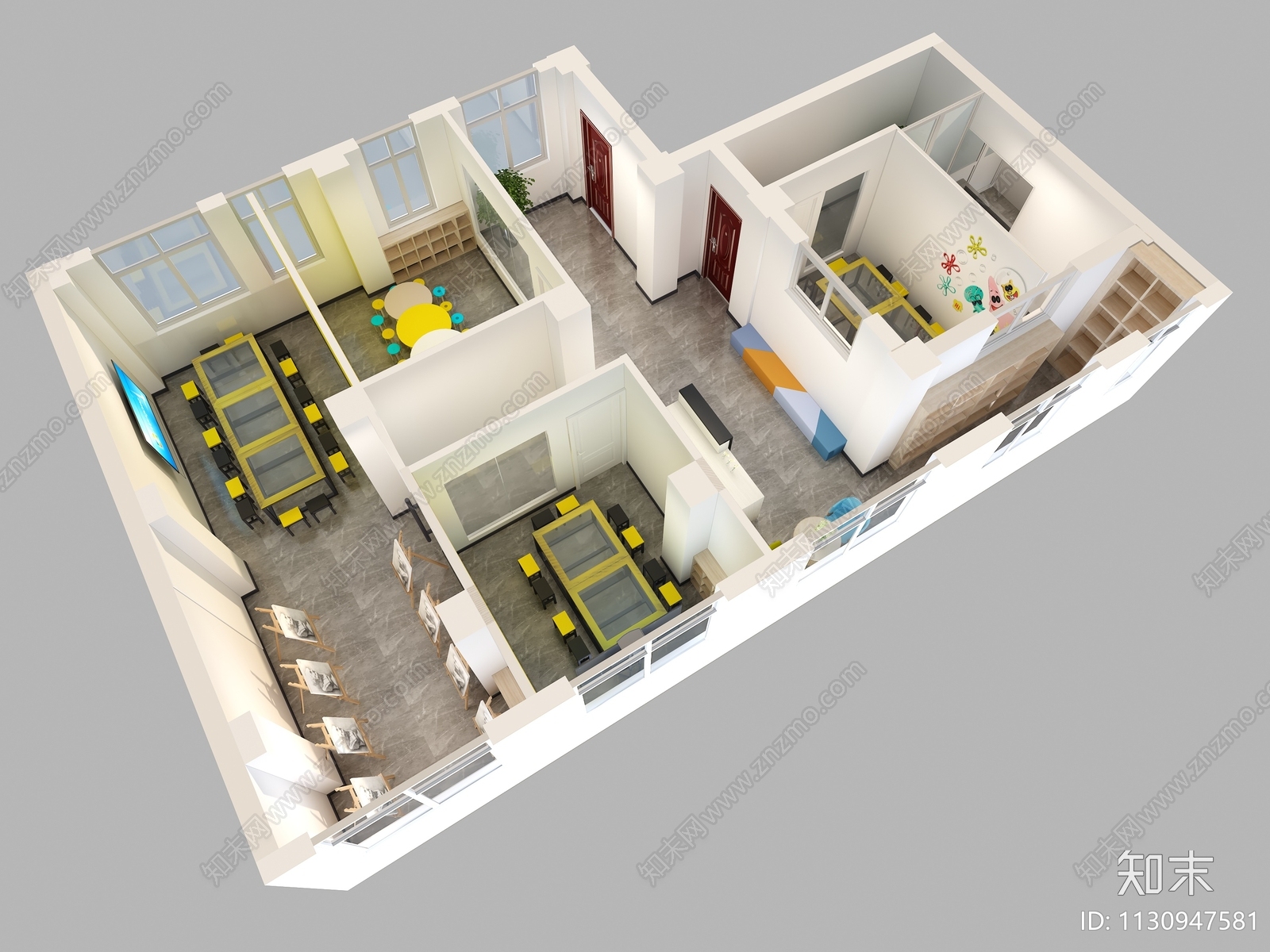 现代培训机构3d模型下载【id1130947581】知末3d模型网