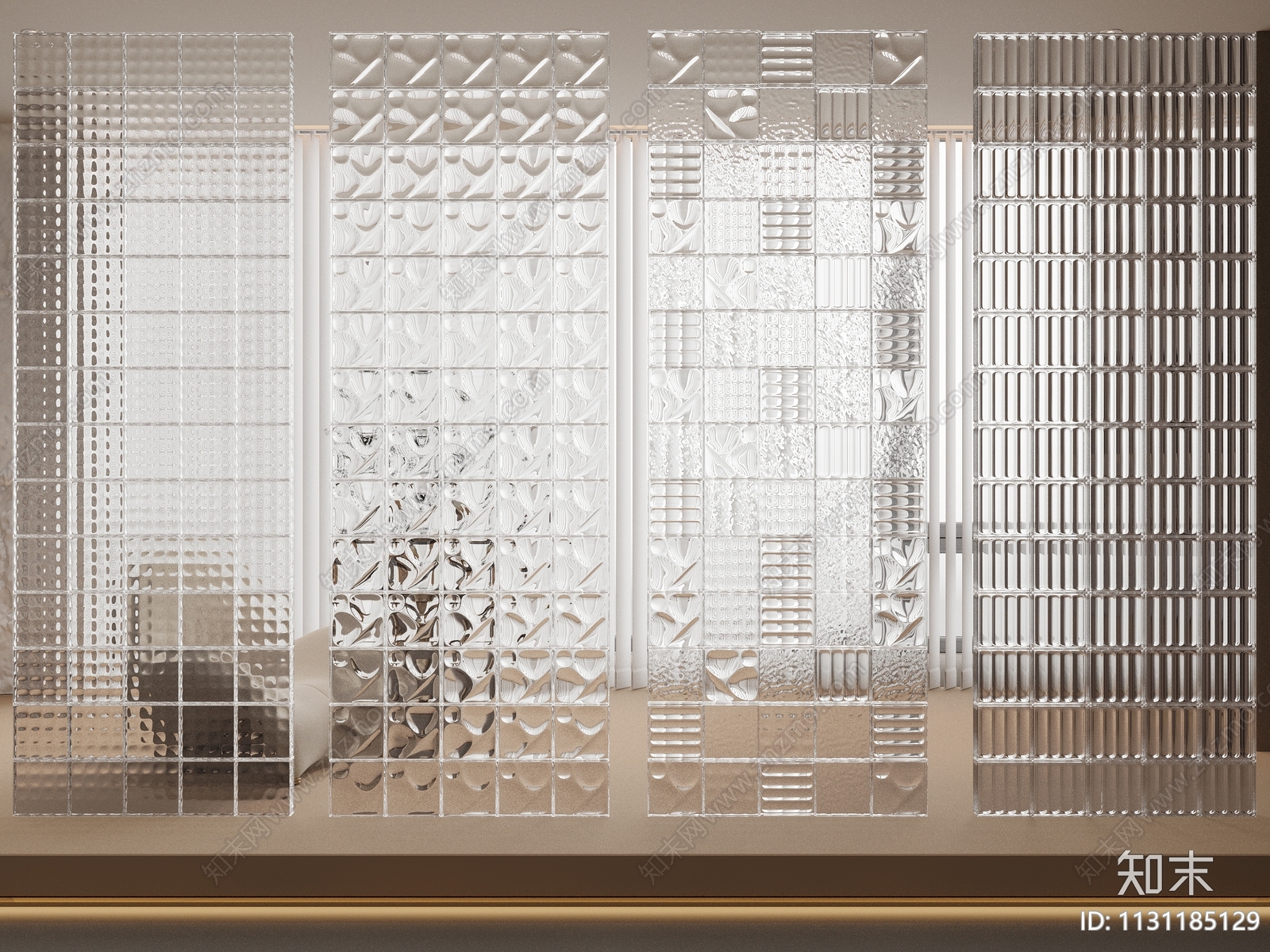现代玻璃砖隔断3d模型下载【id1131185129】知末3d模型网