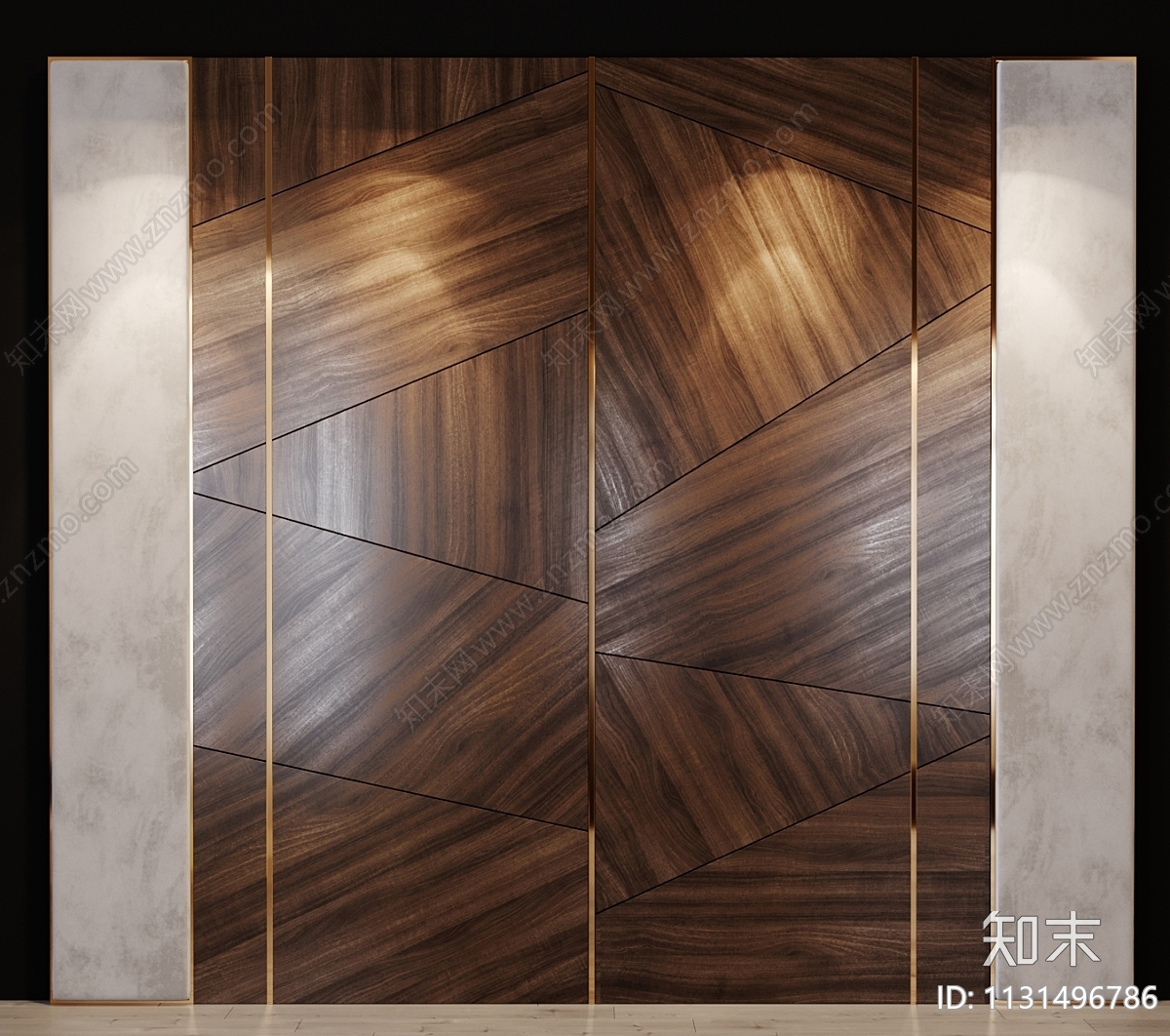 现代木饰面背景墙3d模型下载【id1131496786】知末3d模型网