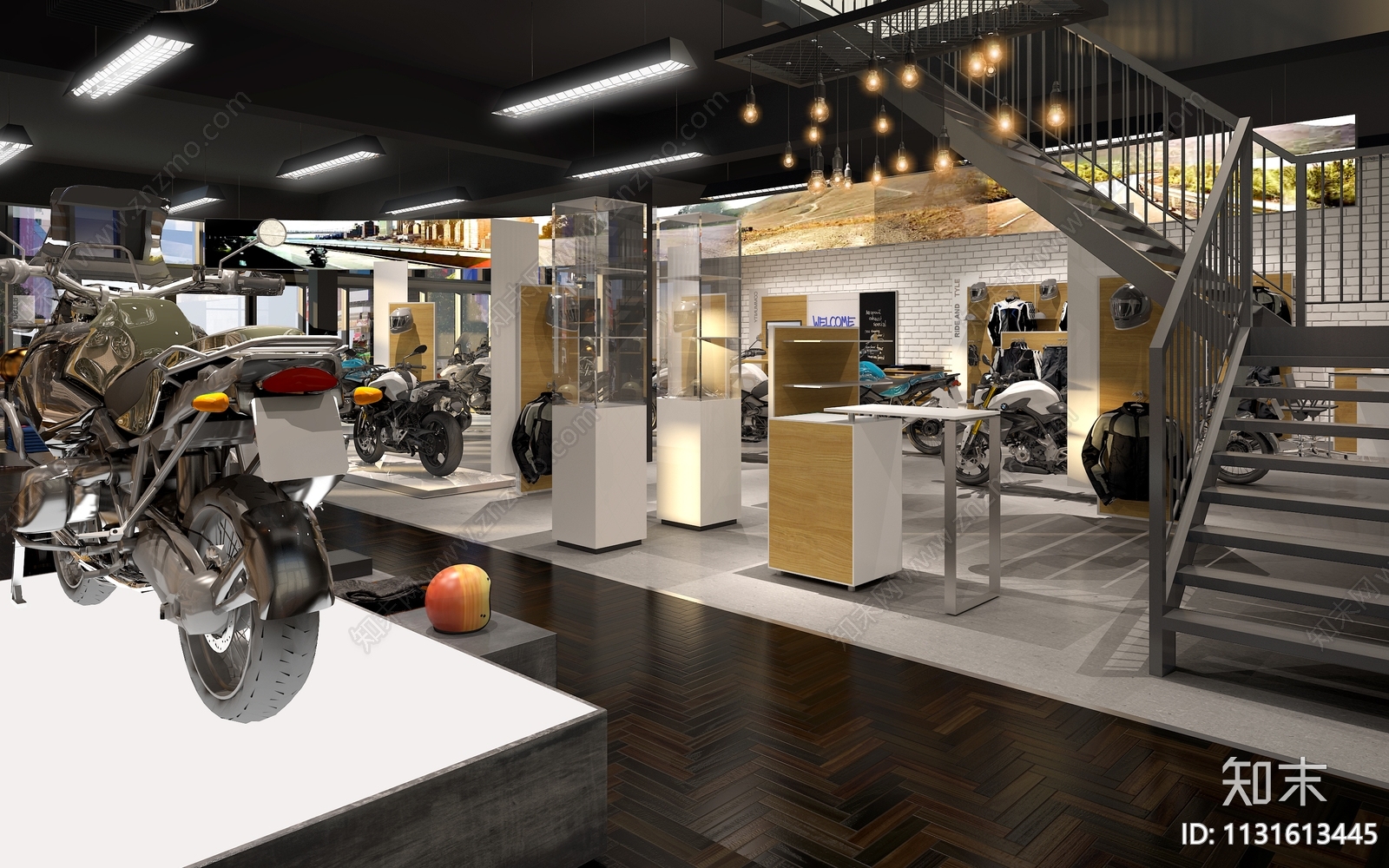 工业风宝马摩托车4s店3d模型下载【id1131613445】知末3d模型网