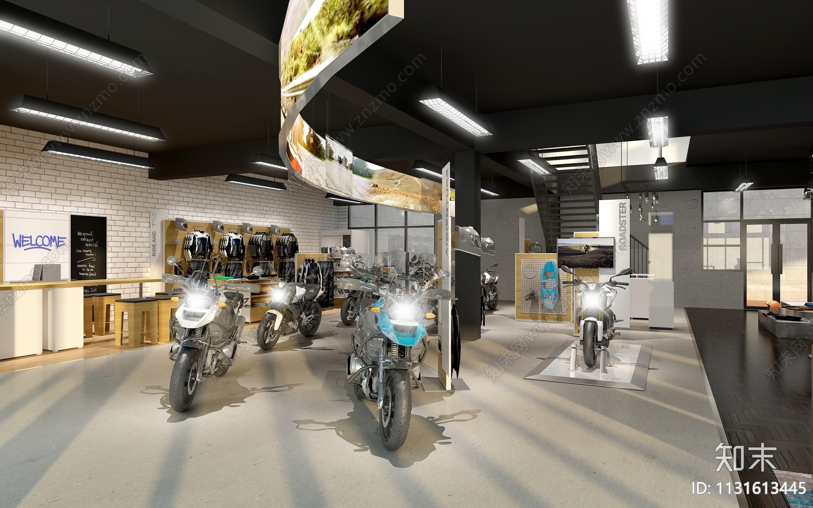 工业风宝马摩托车4s店3d模型下载【id1131613445】知末3d模型网