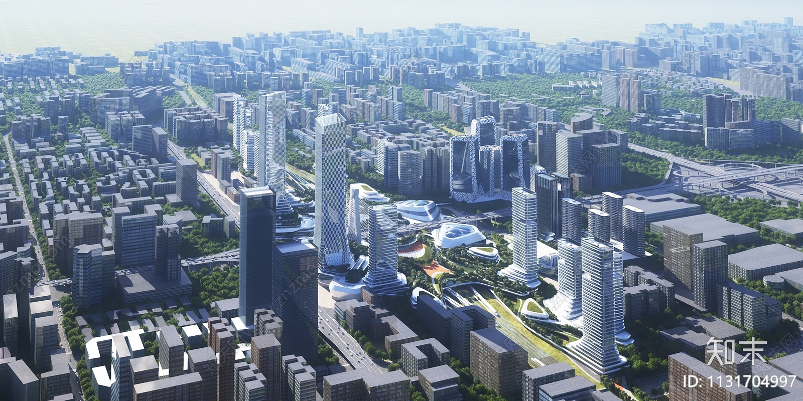 现代城市鸟瞰规划3d模型下载【id1131704912】知末3d模型网