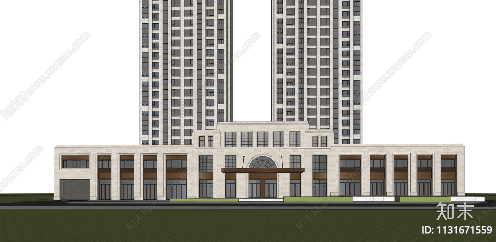 欧式售楼处建筑su模型下载【id1131671559】知末su模型网