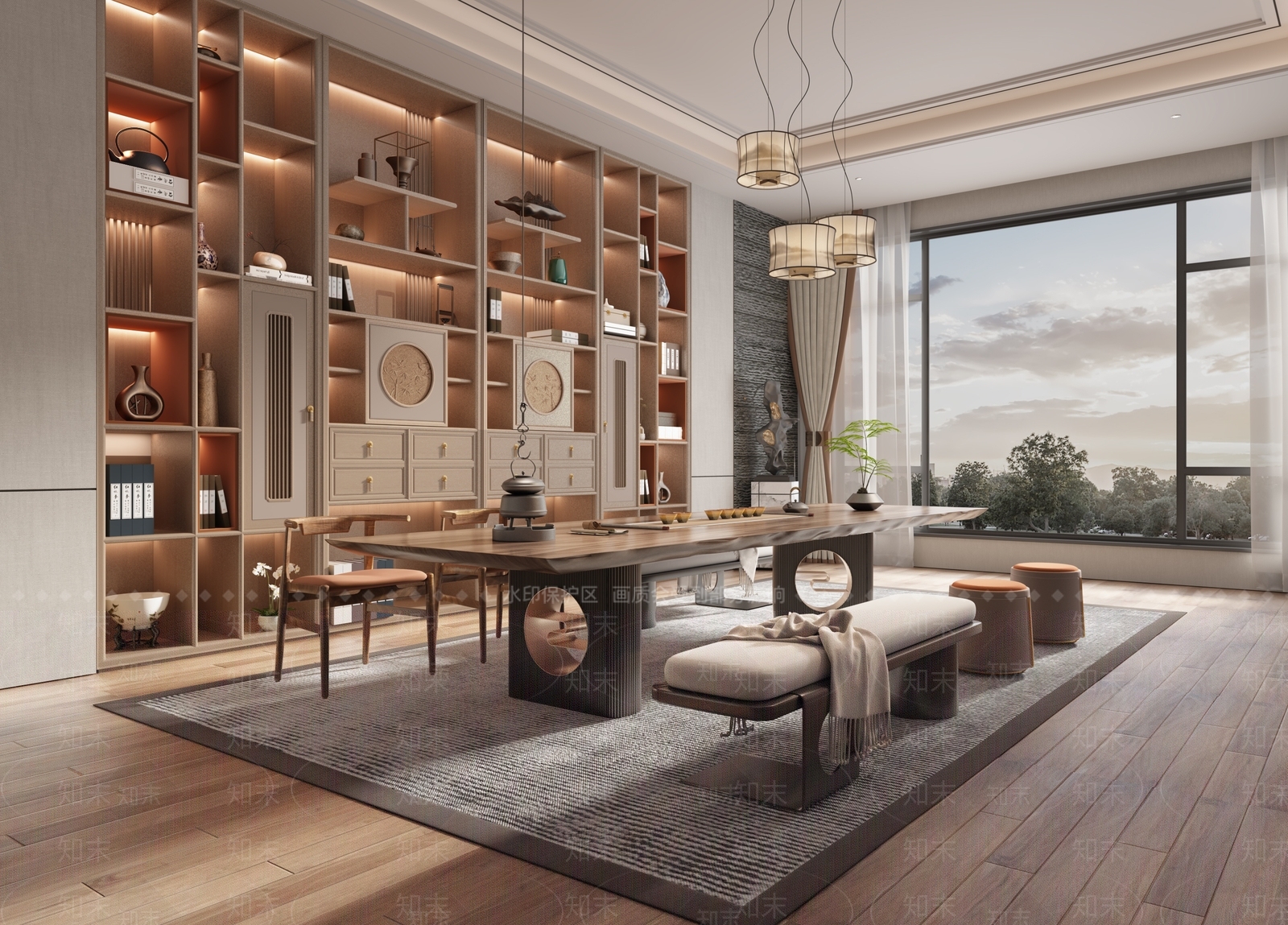 新中式茶室SU模型下载【ID:1131796863】_知末su模型网