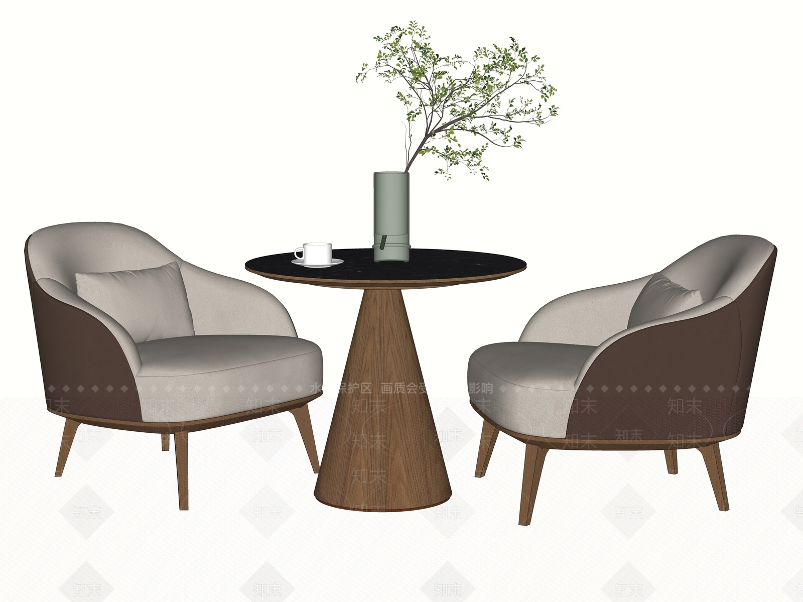 现代休闲桌椅组合SU模型下载【ID:1131817931】_知末su模型网