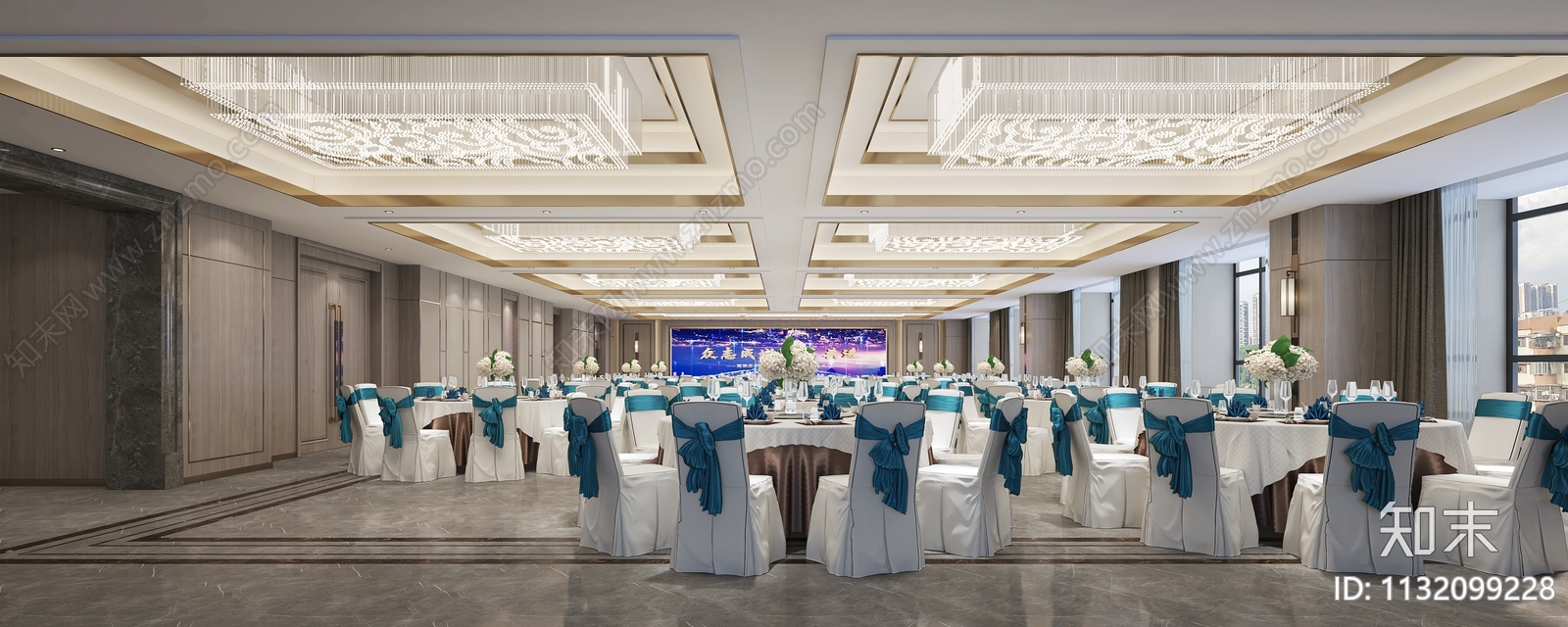 现代酒店大宴会厅3d模型下载【id1132099228】知末3d模型网