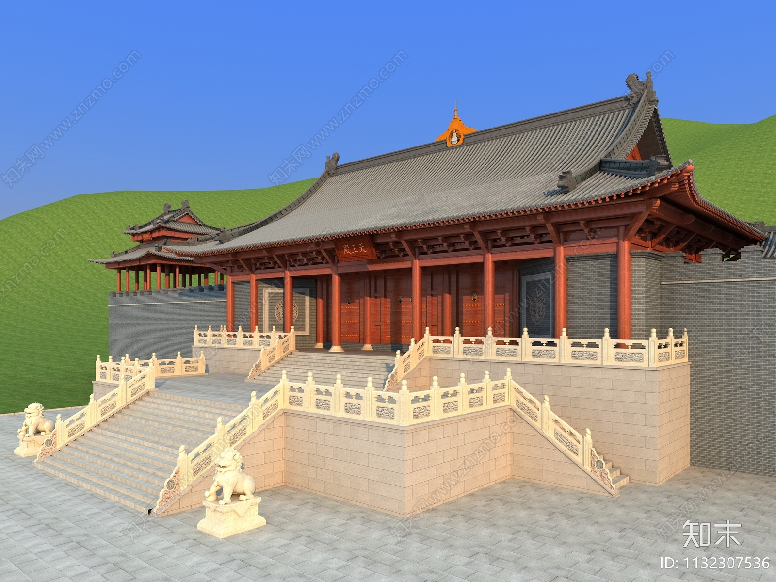 中式古建寺庙3d模型下载【id1132307536】知末3d模型网