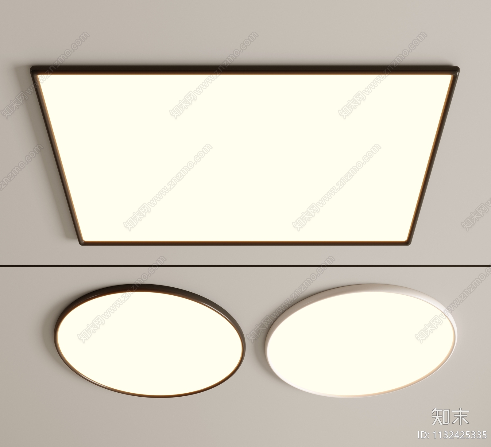 现代极简吸顶灯3d模型下载【id1132425335】知末3d模型网