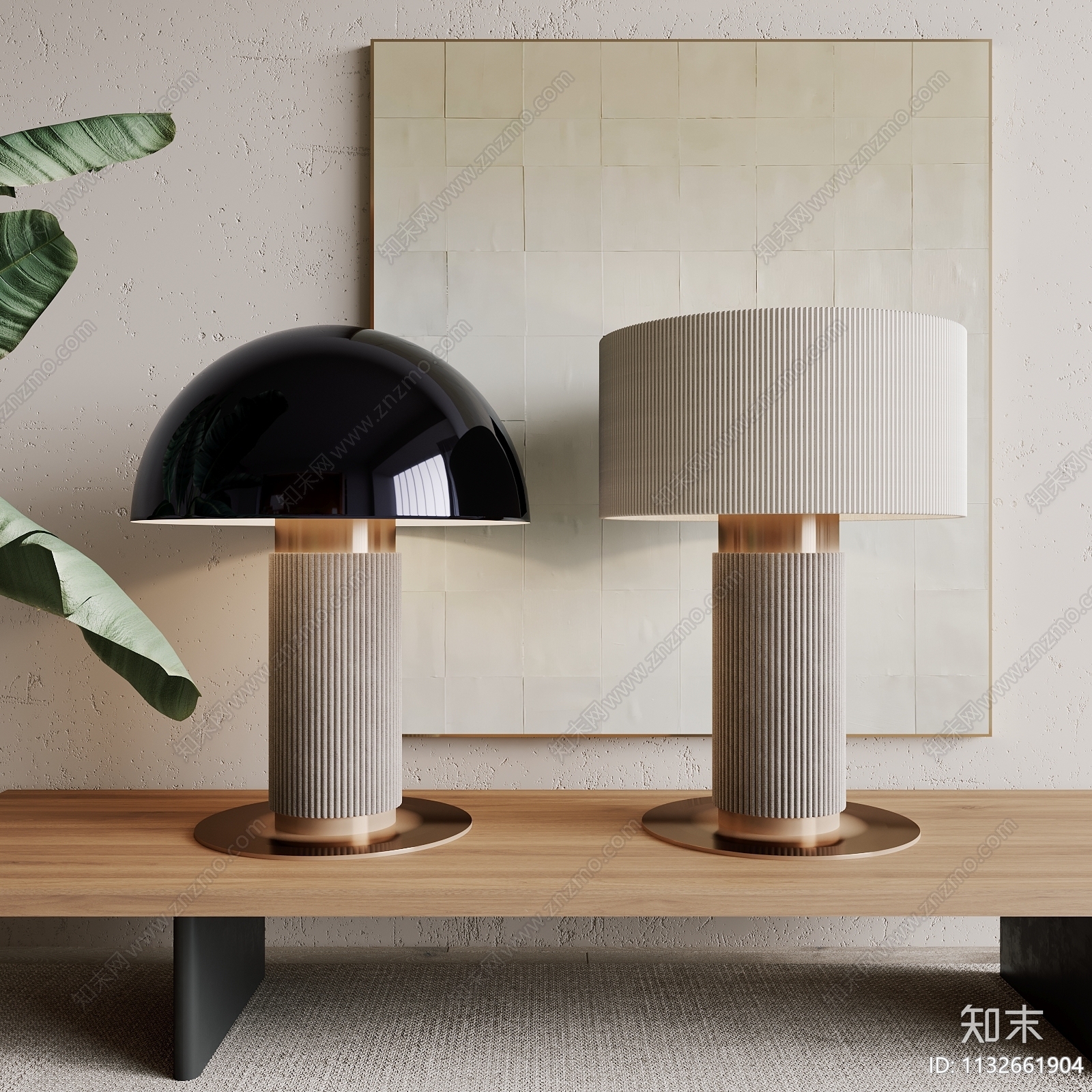现代轻奢绒布金属台灯3d模型下载【id1132661904】知末3d模型网