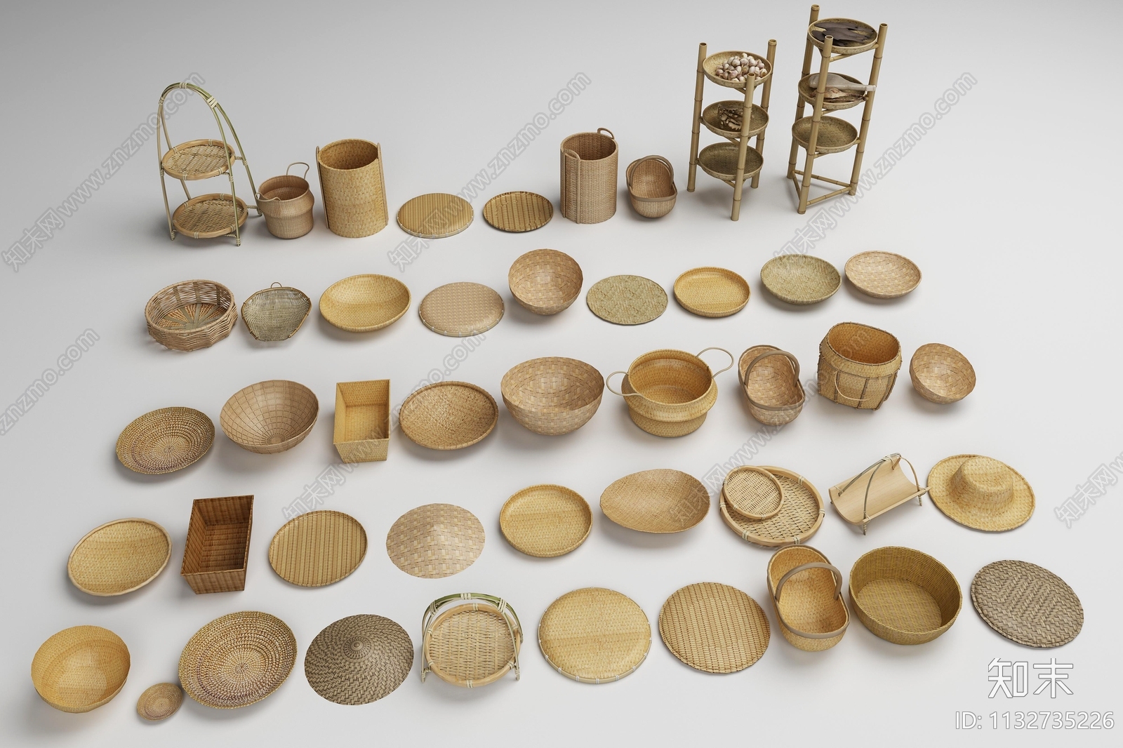 现代编织篓饰品3d模型下载【id1132735226】知末3d模型网