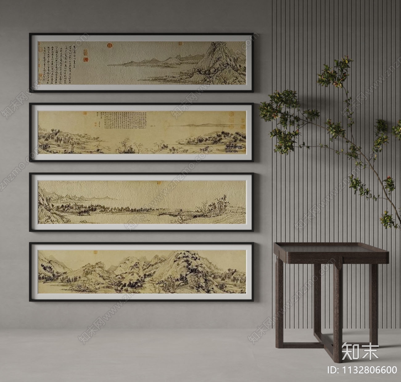 中式装饰画3d模型下载【id1132806600】知末3d模型网
