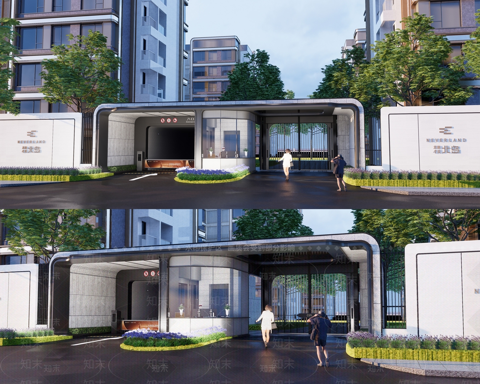 现代小区大门SU模型下载【ID:1132829801】_知末su模型网