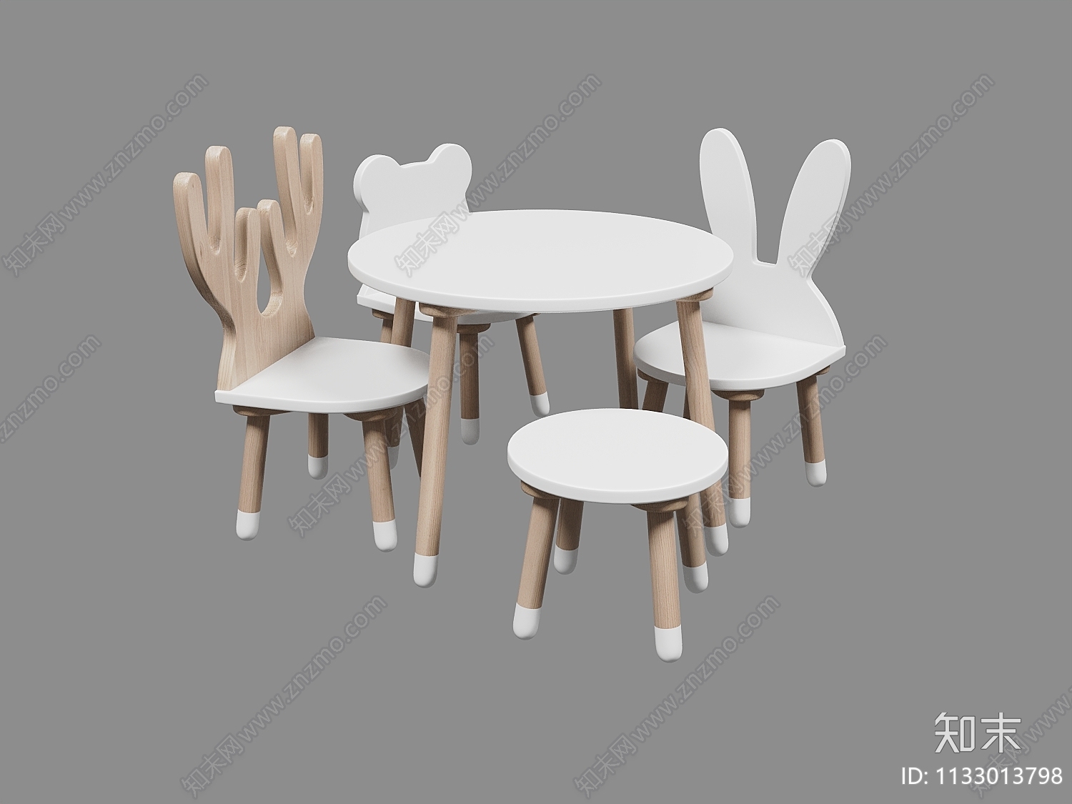 现代儿童桌椅组合3d模型下载【id1133013798】知末3d模型网