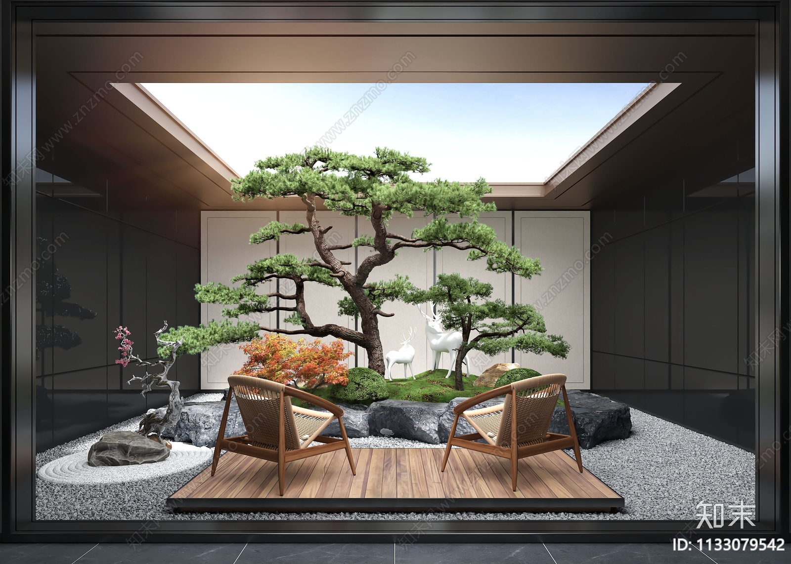 现代室内景观造景su模型下载【id1133079542】知末su模型网