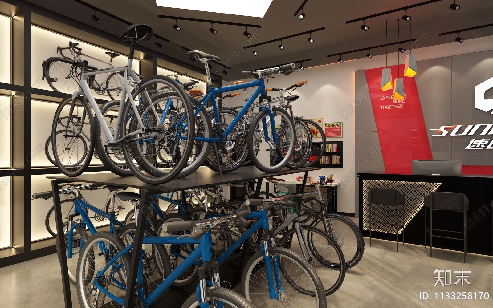 现代自行车专卖店3d模型下载【id1133258170】知末3d模型网