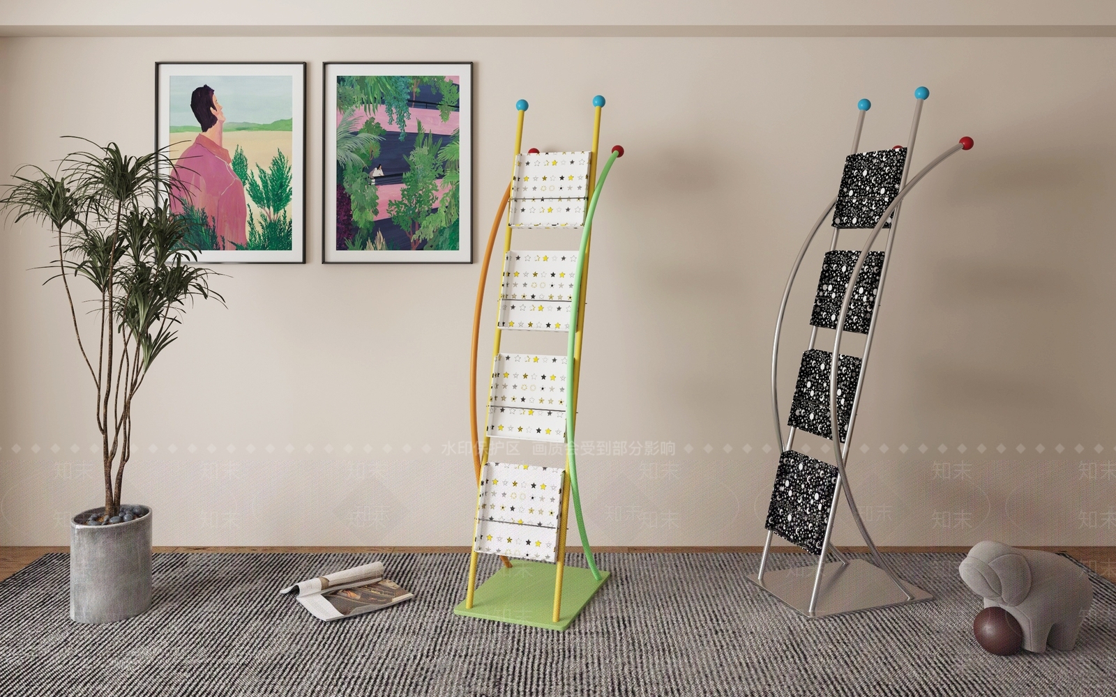 现代杂志架组合3D模型下载【ID:1133314819】_知末3d模型网