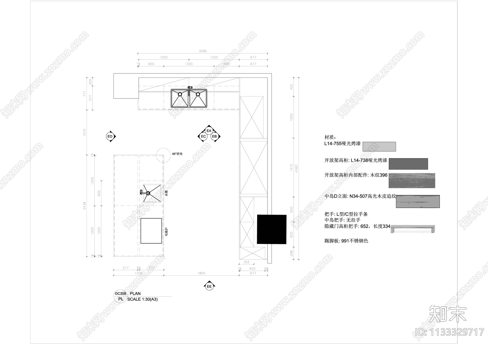 橱柜展厅施工图下载【ID:1133329717】_知末案例馆