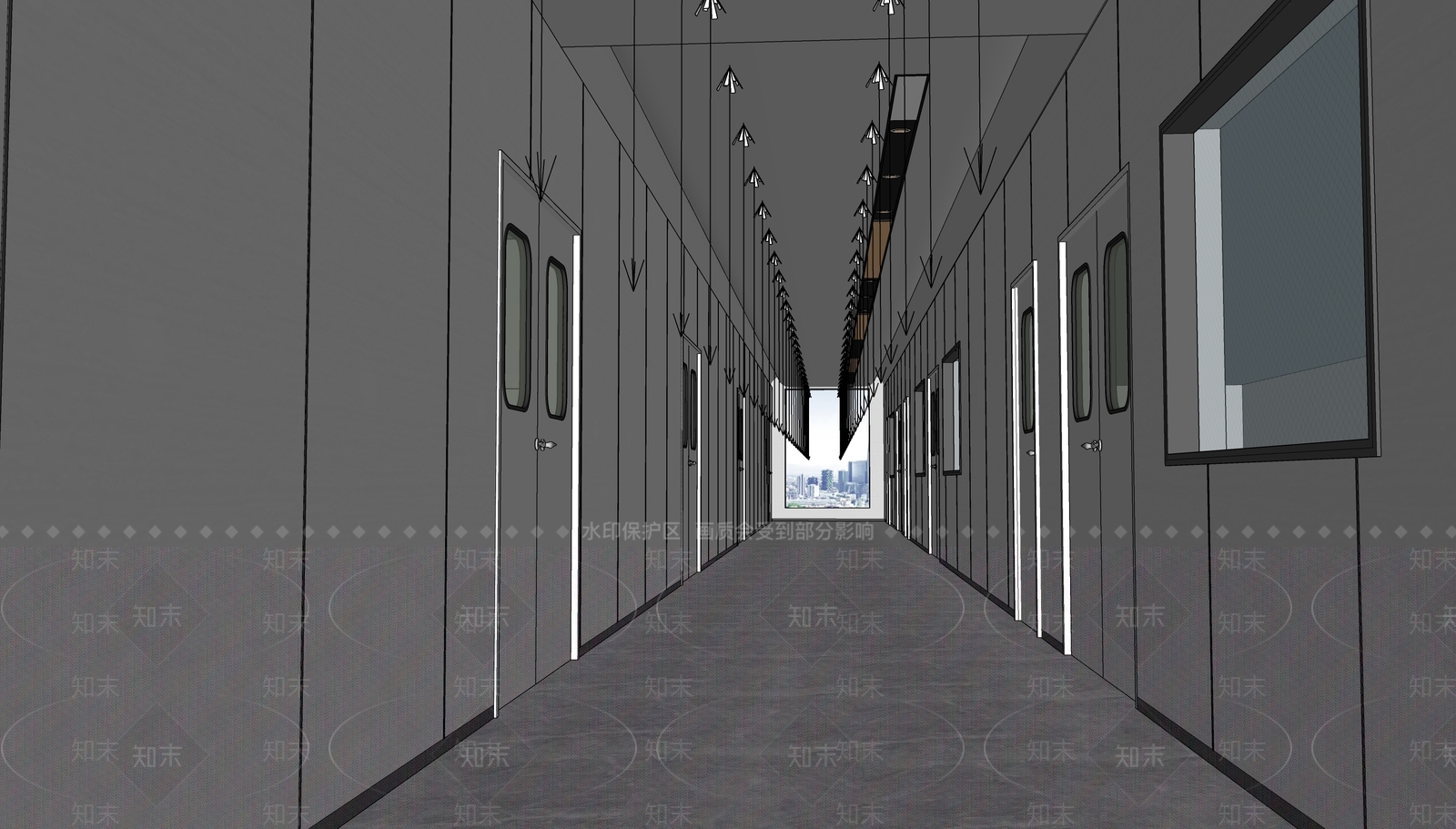 现代实验室走廊过道SU模型下载【ID:1133339559】_知末su模型网