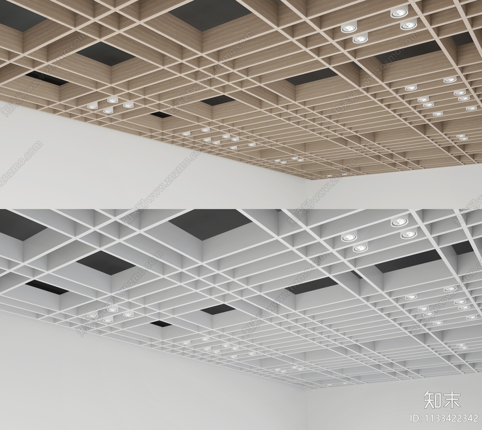 现代格栅吊顶3d模型下载【id1133422342】知末3d模型网