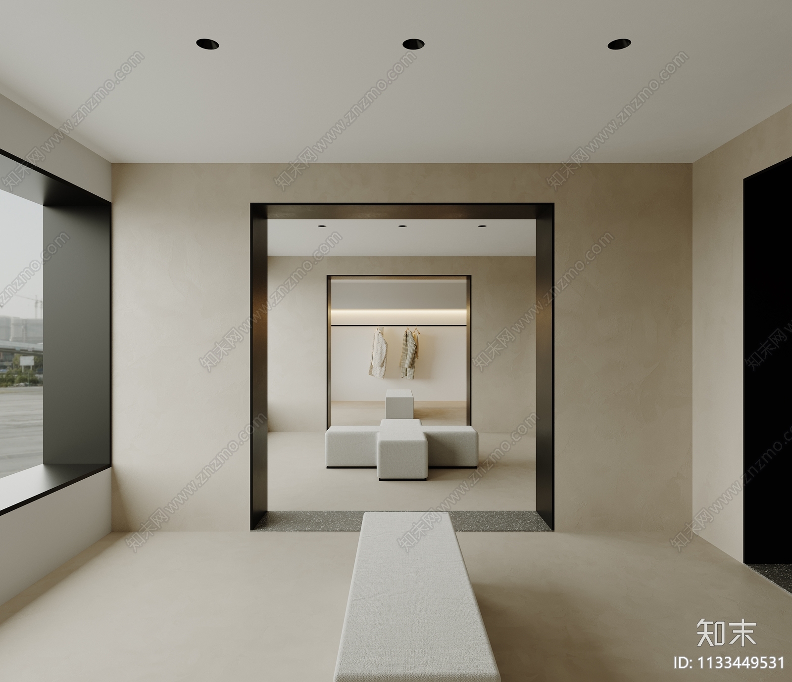 侘寂极简服装店3d模型下载【id1133449531】知末3d模型网
