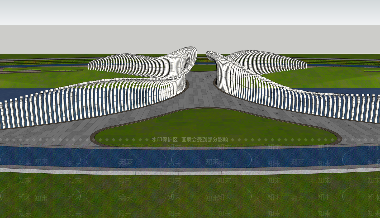 现代曲线廊架SU模型下载【ID:1133800882】_知末su模型网