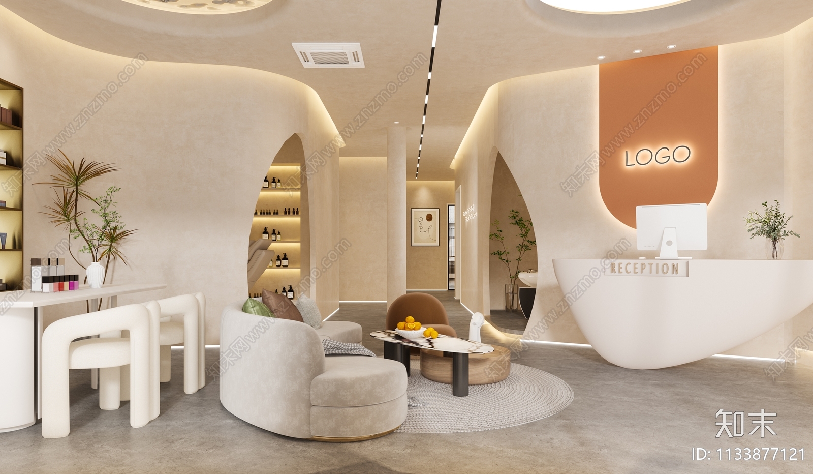 侘寂美容spa店大厅3d模型下载【id1133877121】知末3d模型网