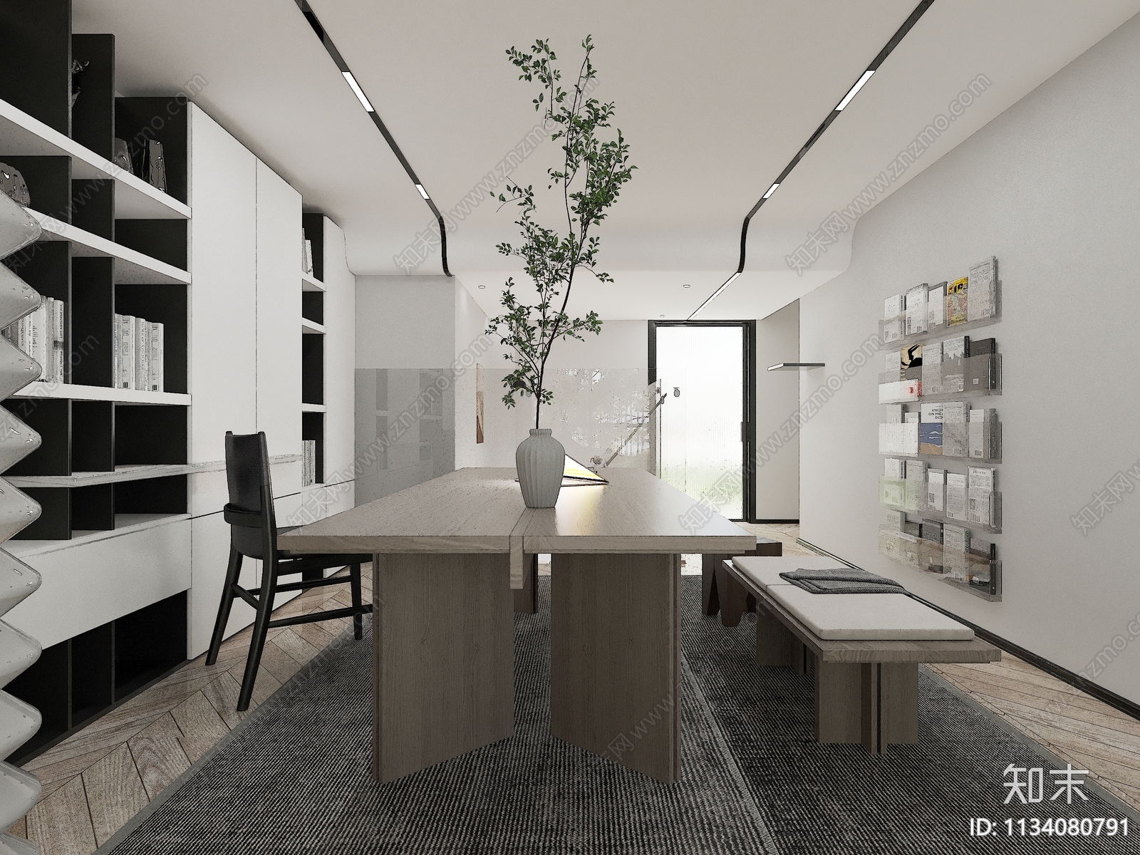 现代极简复式书房阳台3d模型下载【id1134080791】知末3d模型网