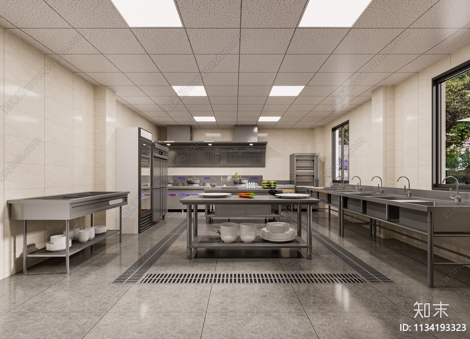 现代餐饮店后厨3d模型下载【id1134193323】知末3d模型网