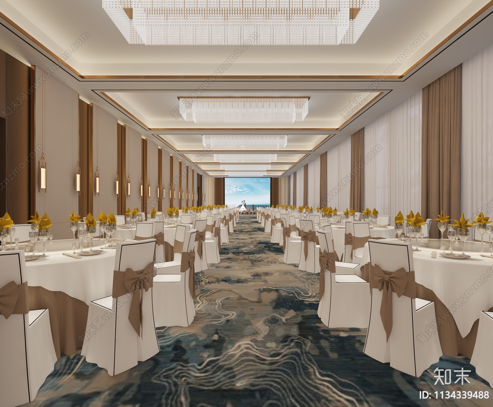 现代酒店宴会厅3d模型下载【id1134339488】知末3d模型网