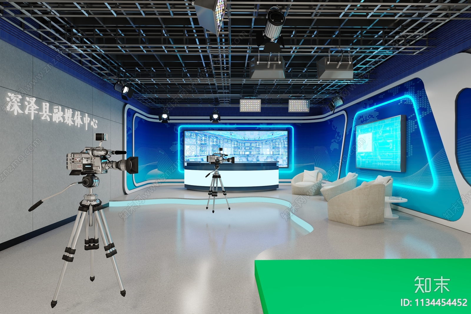 现代演播室3d模型下载【id1134454452】知末3d模型网
