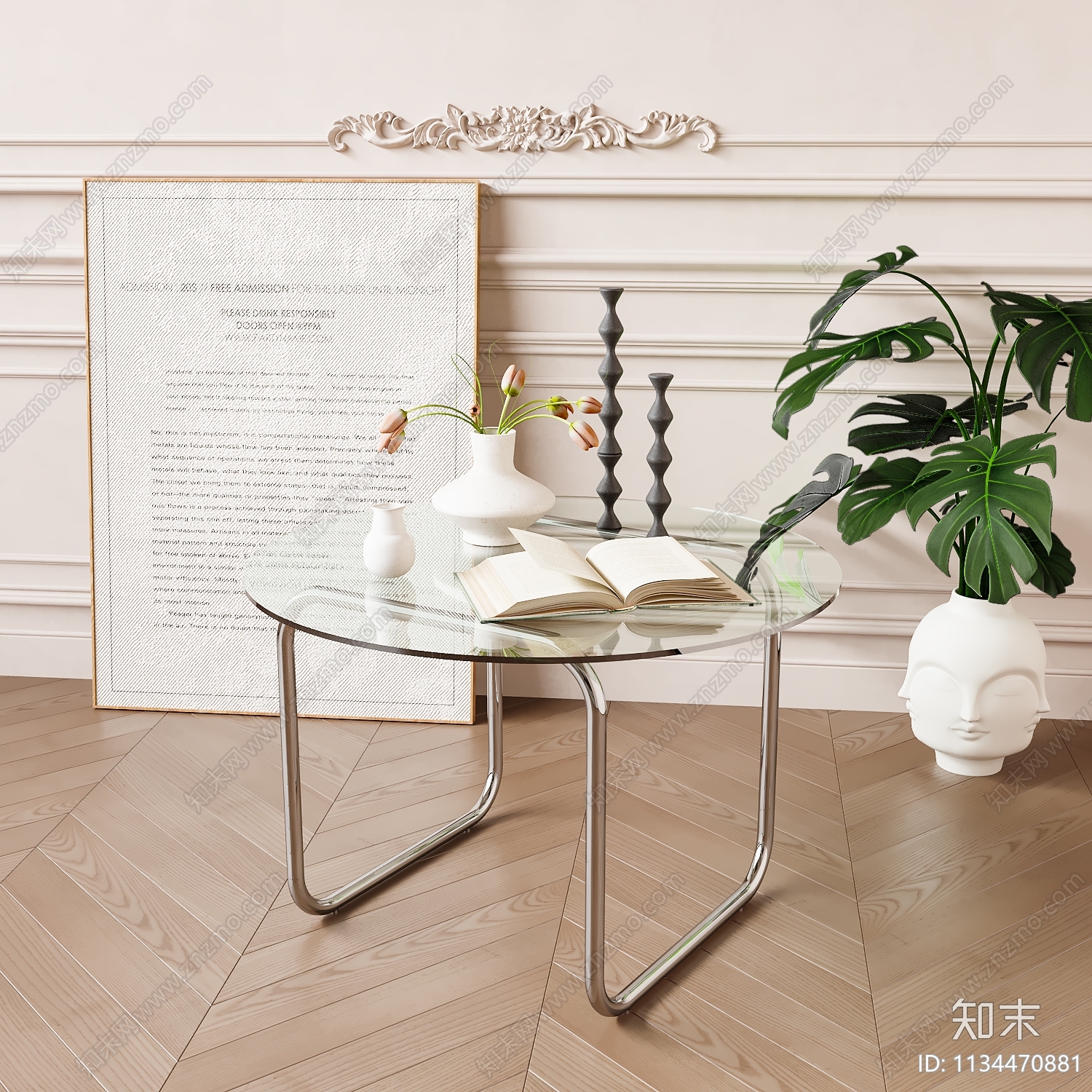 现代简约金属玻璃茶几3d模型下载【id1134470881】知末3d模型网