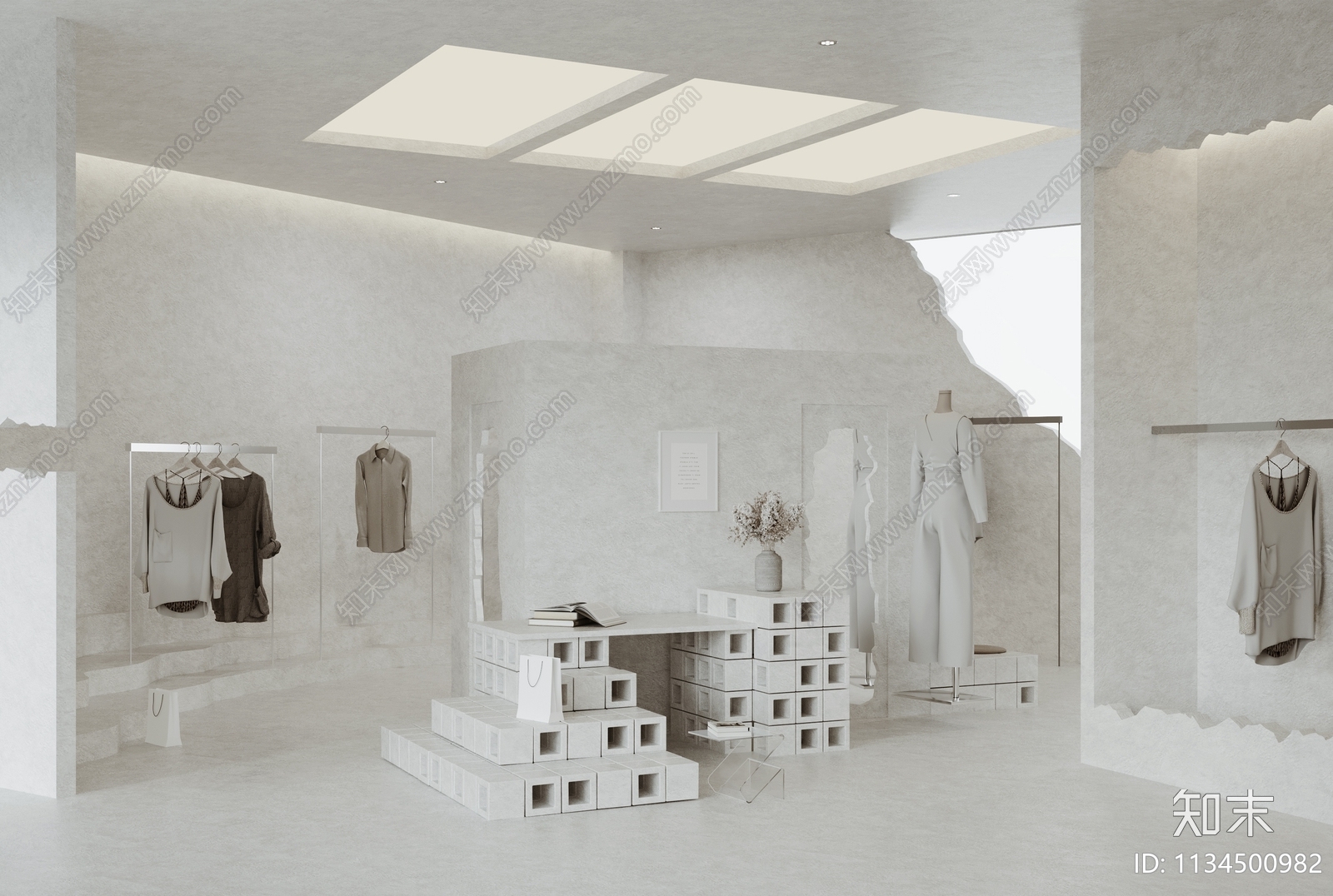 现代服装鞋店3d模型下载【id1134500982】知末3d模型网