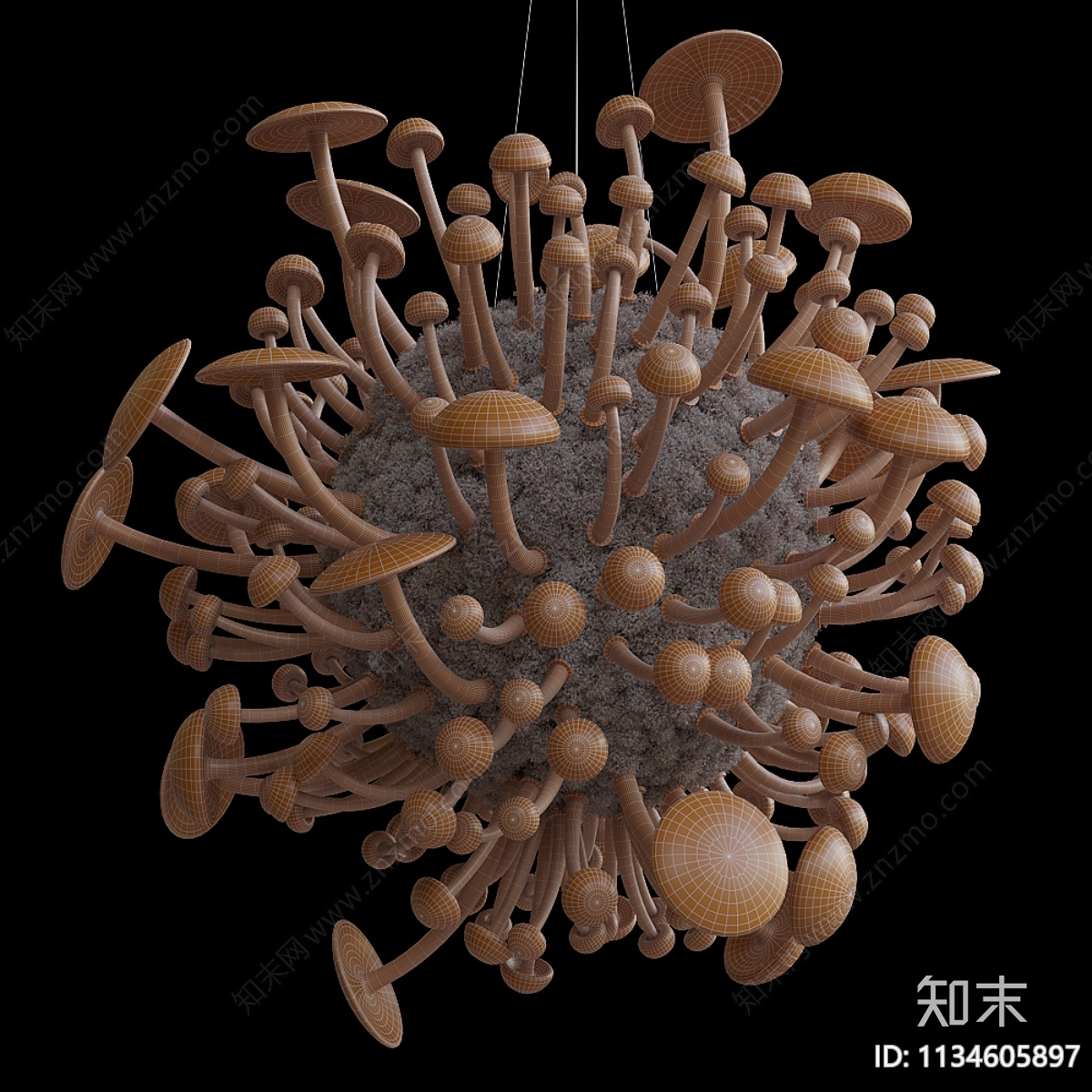 现代蘑菇装饰吊灯3d模型下载【id1134605897】知末3d模型网