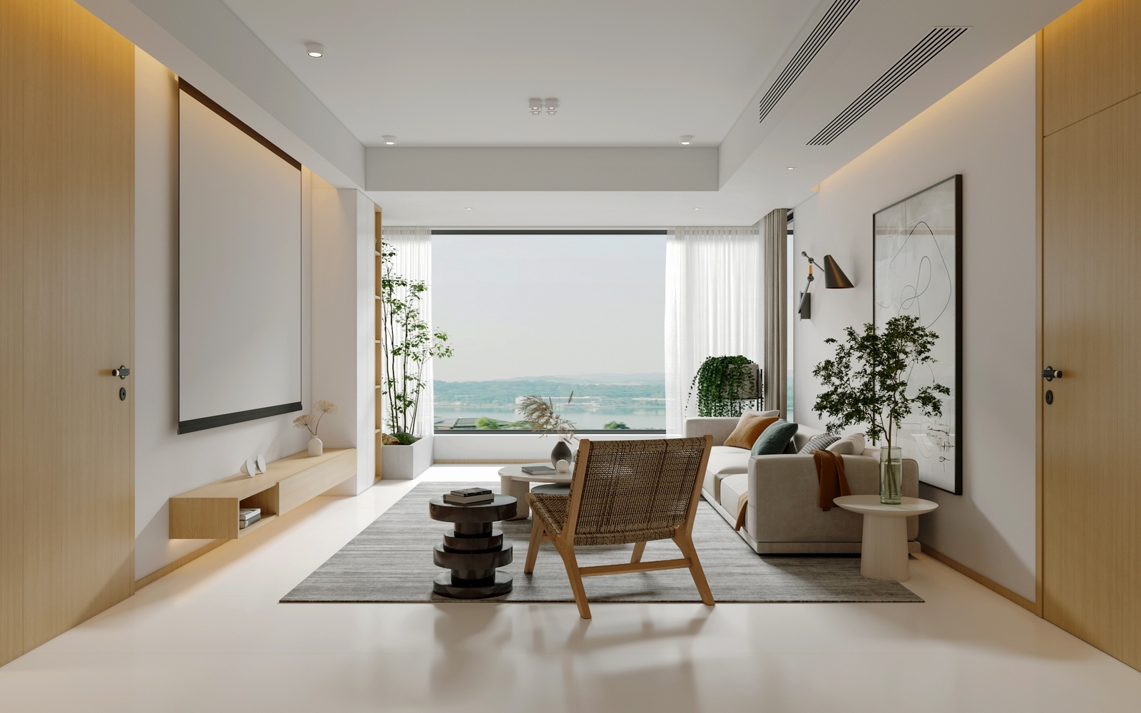 现代原木风大平层设计3D模型下载【ID:1134627133】_【知末效果图】