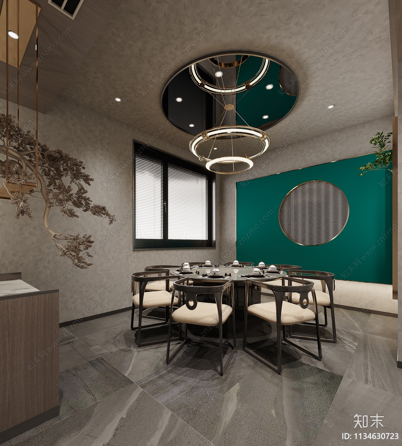 新中式餐饮包厢3d模型下载【id1134630723】知末3d模型网