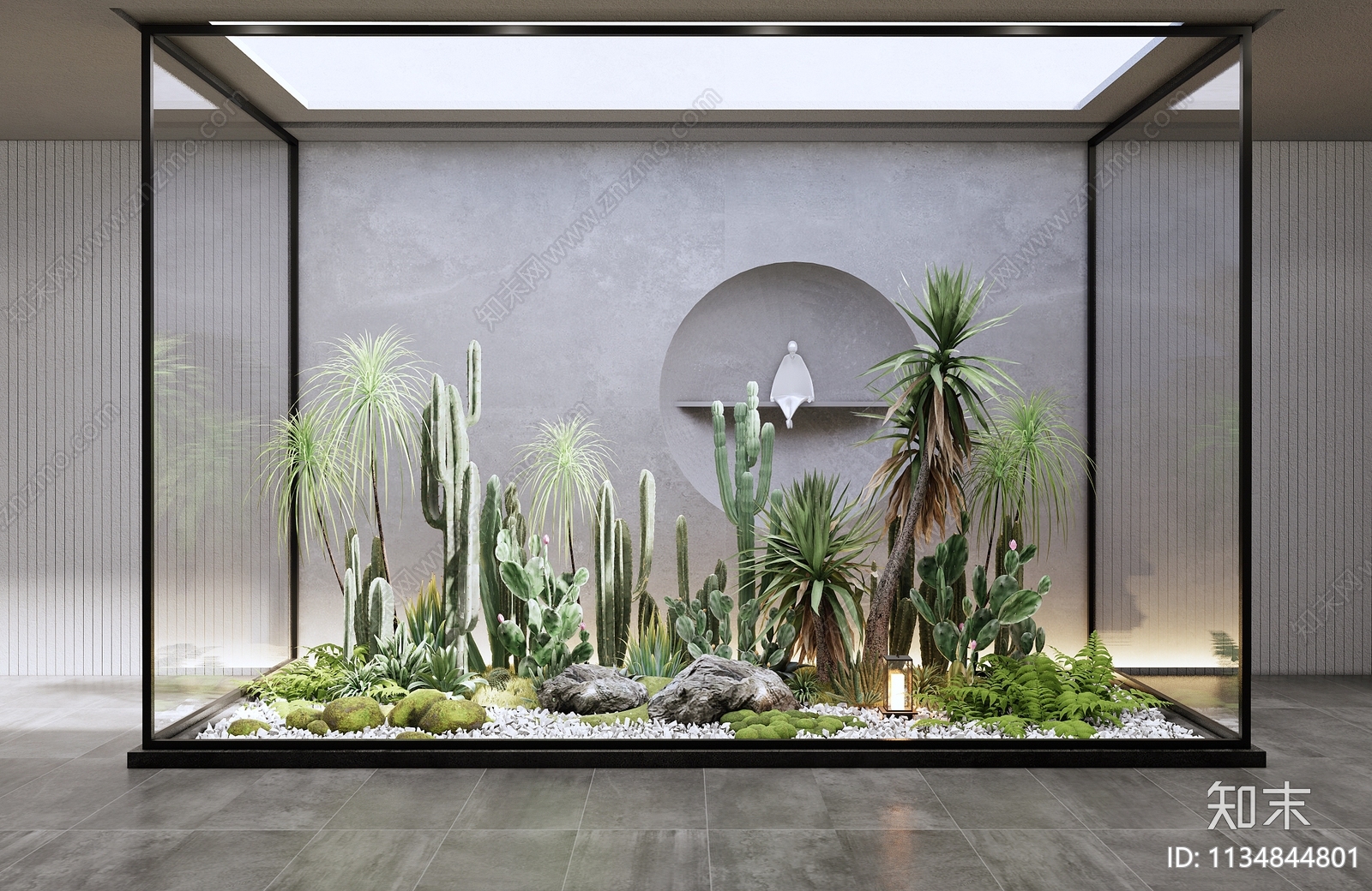 现代室内植物景观造景3d模型下载【id1134844801】知末3d模型网