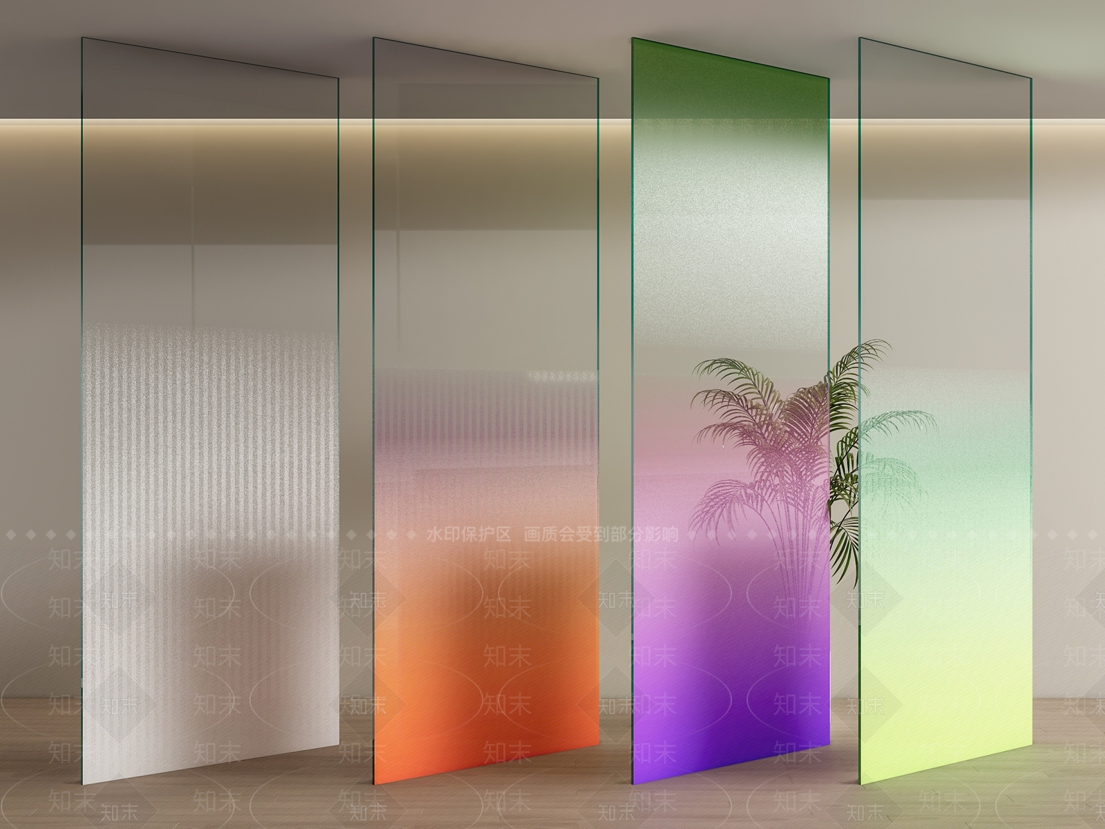 现代渐变玻璃隔断SU模型下载【ID:1135013489】_知末su模型网