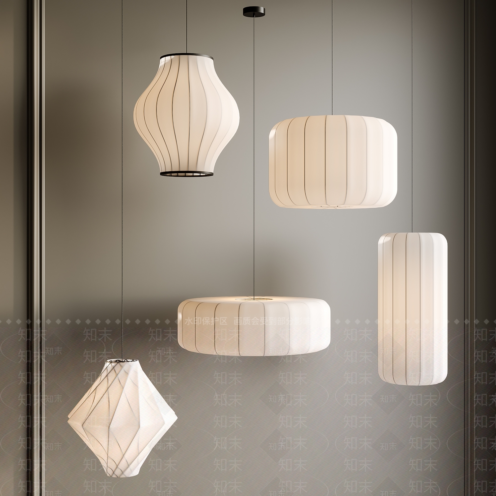 日式吊灯3D模型下载【ID:1135104182】_知末3d模型网